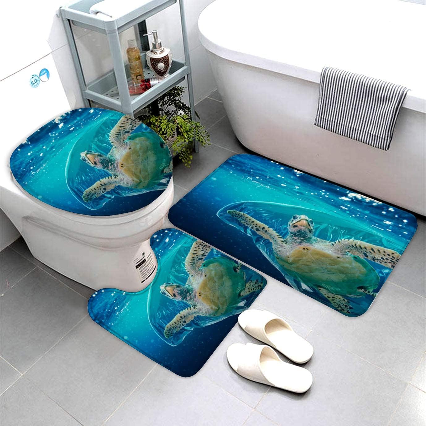 Amazon.de: AOLIGL Badematte Schildkröte Meer Blau Badematten Set ...