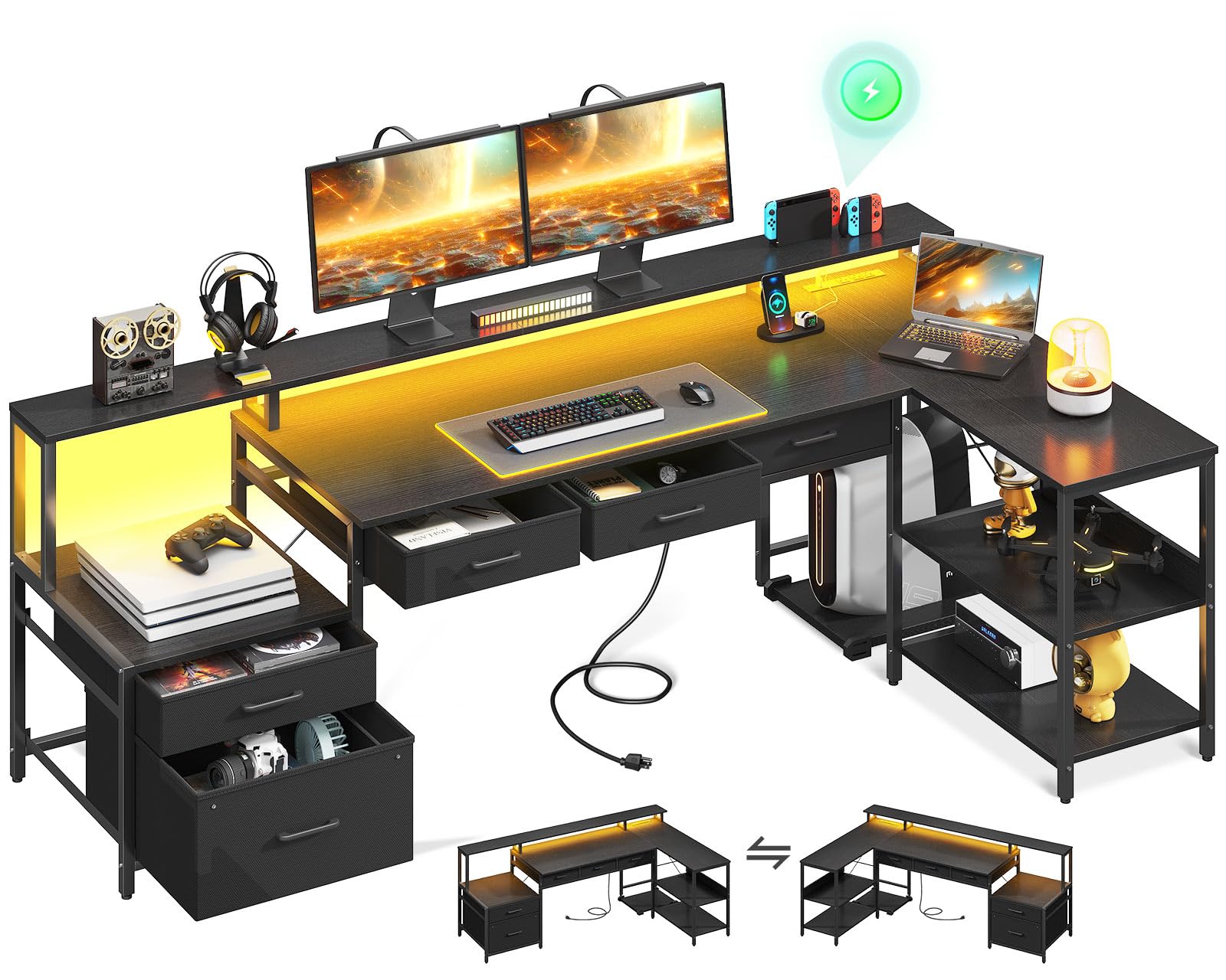 Snapklik.com : AODK L Shaped Desk