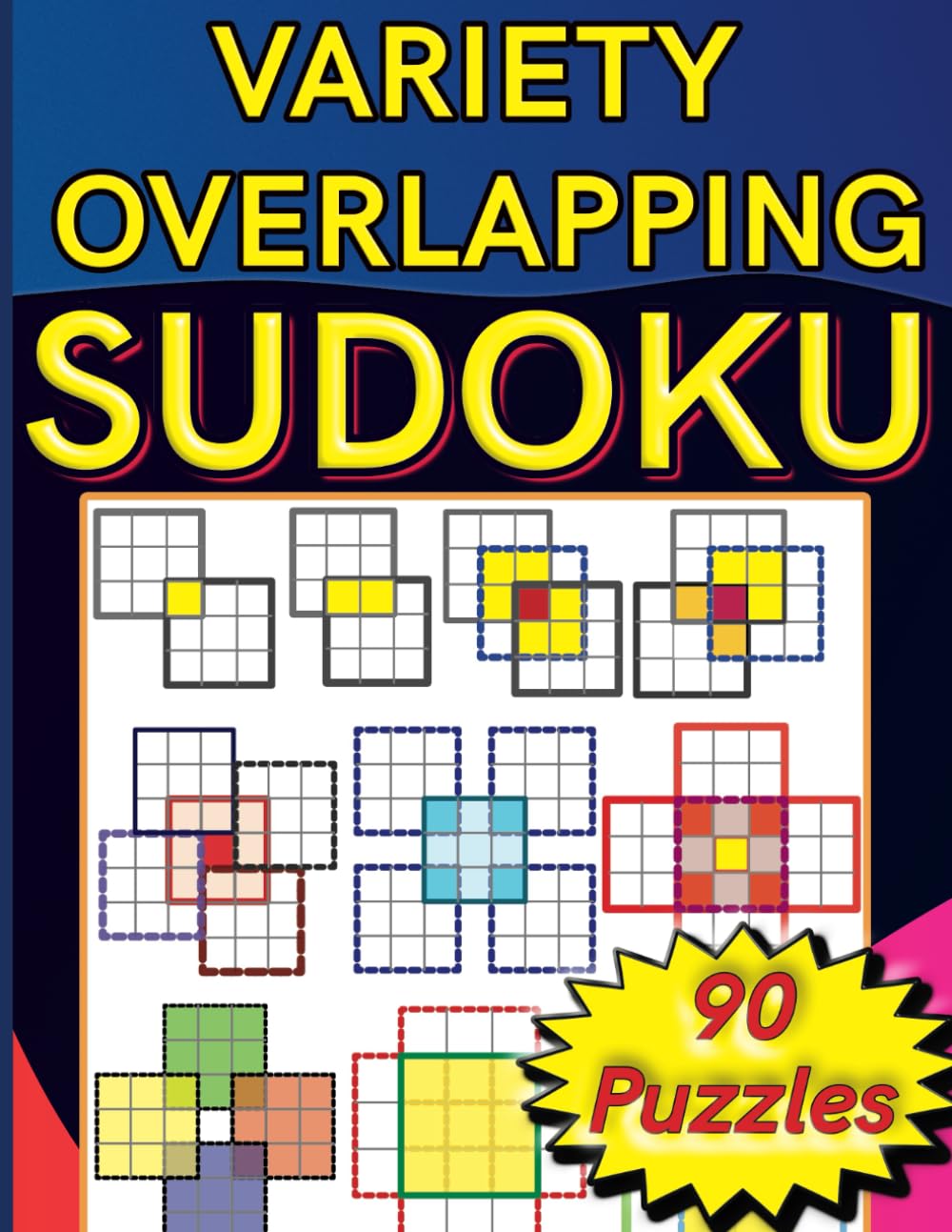 Variety Overlapping Sudoku 90 Puzzles: medium to hard dificulty level ...