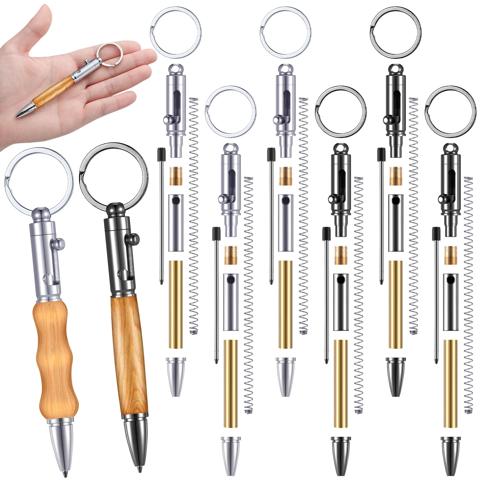 Chiisong 6 Pcs Mini Bolt Action Keychain Pen Kit Keychain Project Kit ...