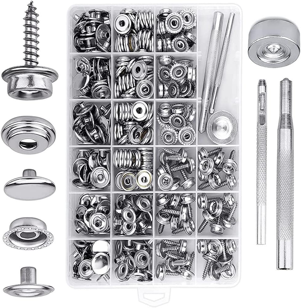 Amazon.com: Sewing Snaps 323 Piece Canvas Snap Kit Stainless Steel Boat ...