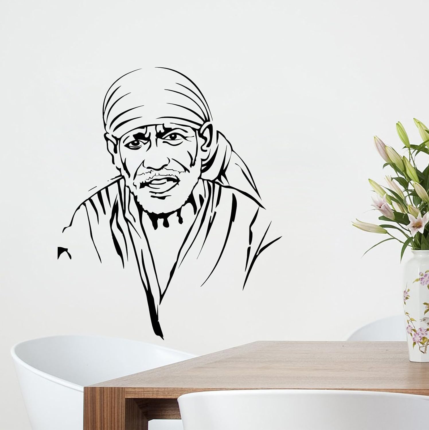 Buy StickersYard Sai Baba Wall Sticker & Decal (Color - Black Matte ...