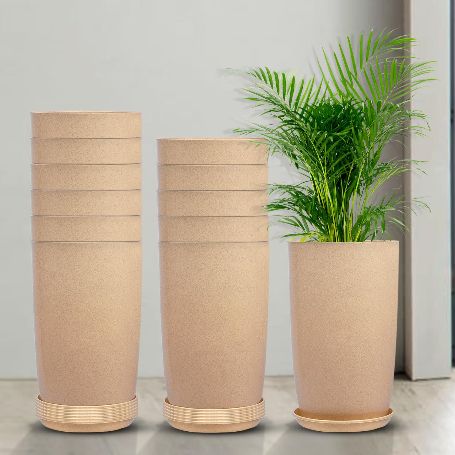 Kuber Industries Pack of 12 Flower Pot with Plate|18 Inch Lightweight ...