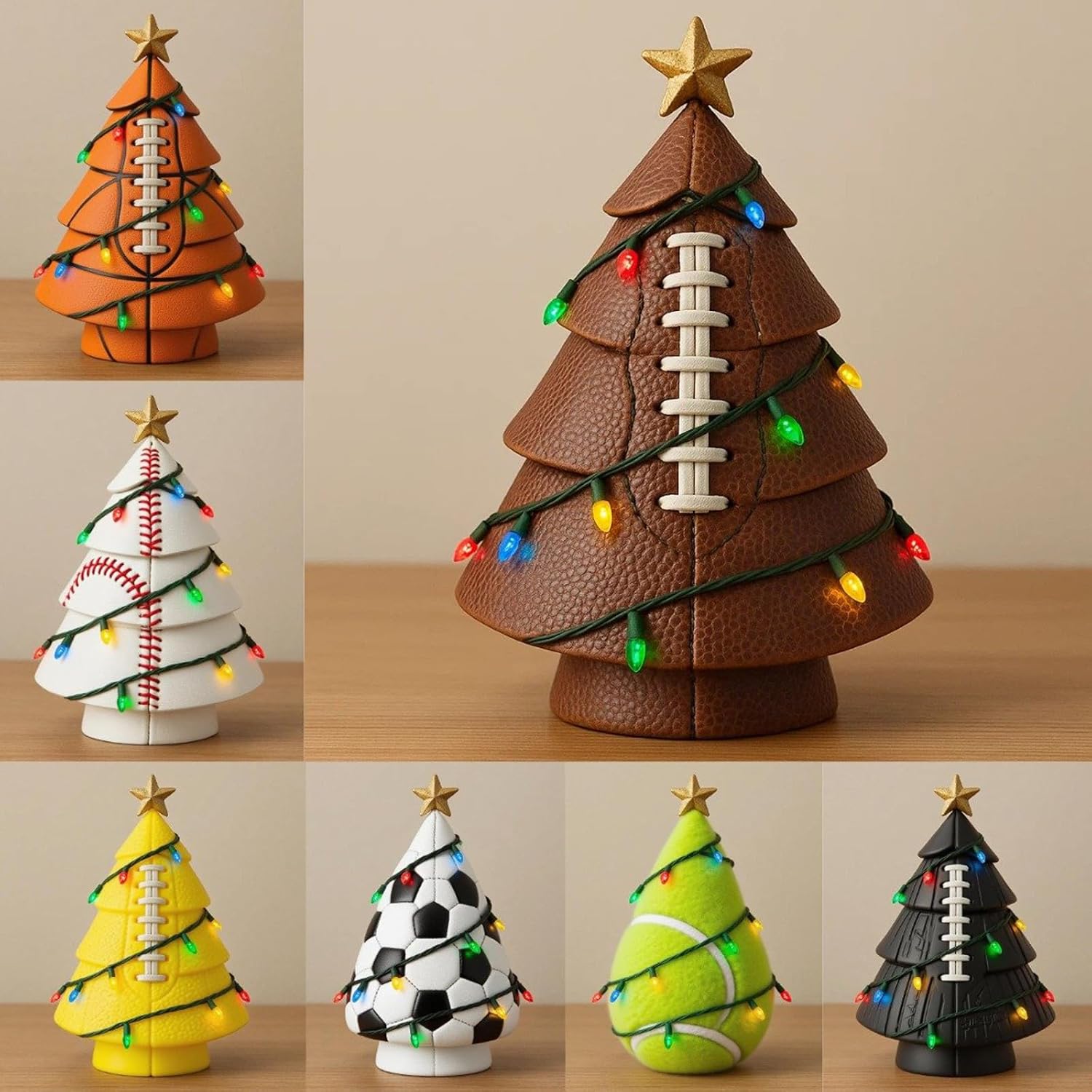 Amazon.com: Football Christmas Tree Decoration, Gold Star Topper ...