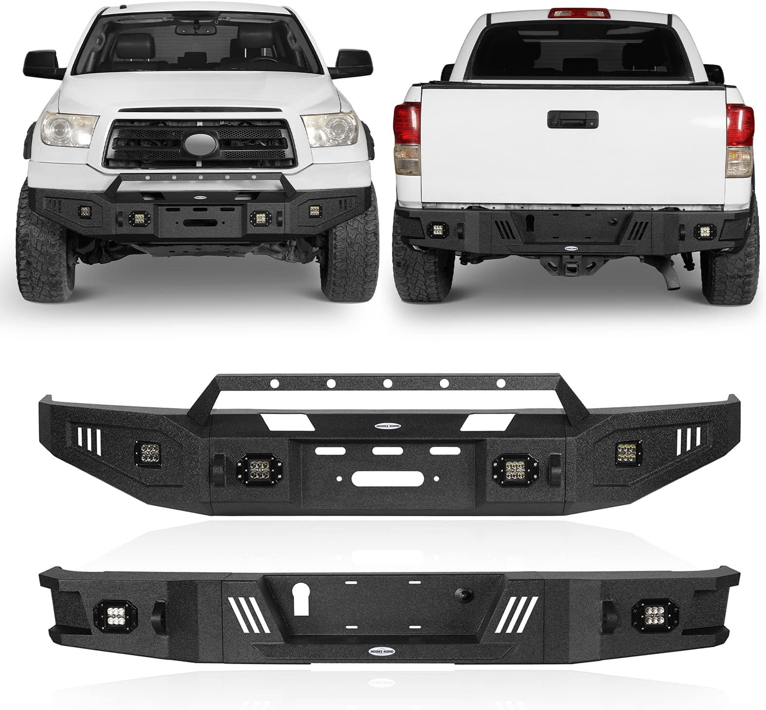 Amazon.com: Hooke Road Tundra Steel Front & Rear Step Bumper Combo w/D ...