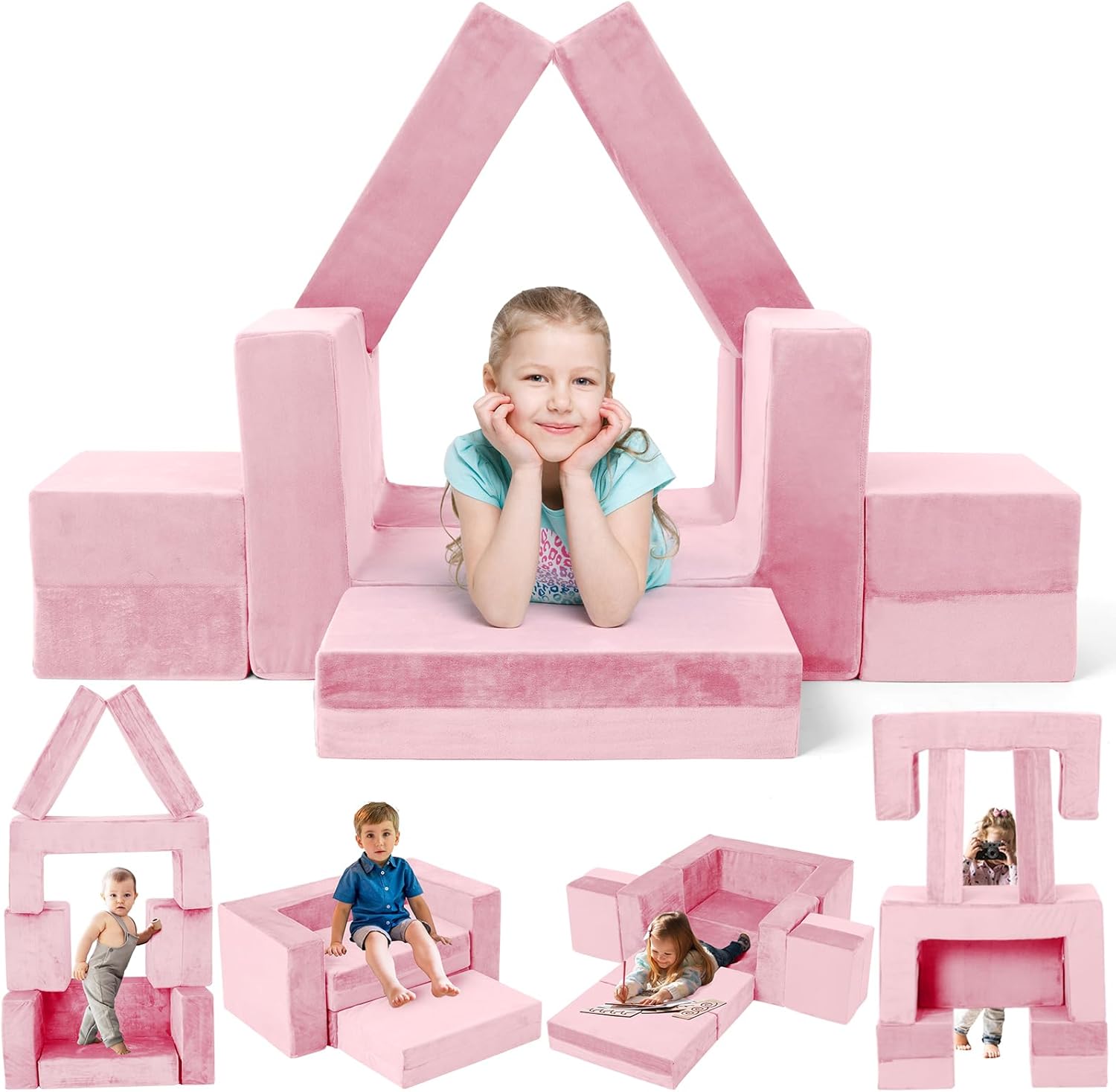 Amazon.com: OSYKIU Kids Couch Sofa, 7 Pcs Modular Toddler Couch, Freely ...