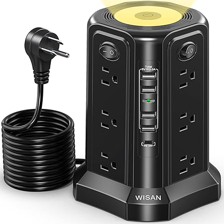 SMALLRT Regleta De Alimentación contra Sobretensiones 9.8Ft / 3M 4 Puertos USB Regleta De 12 ...