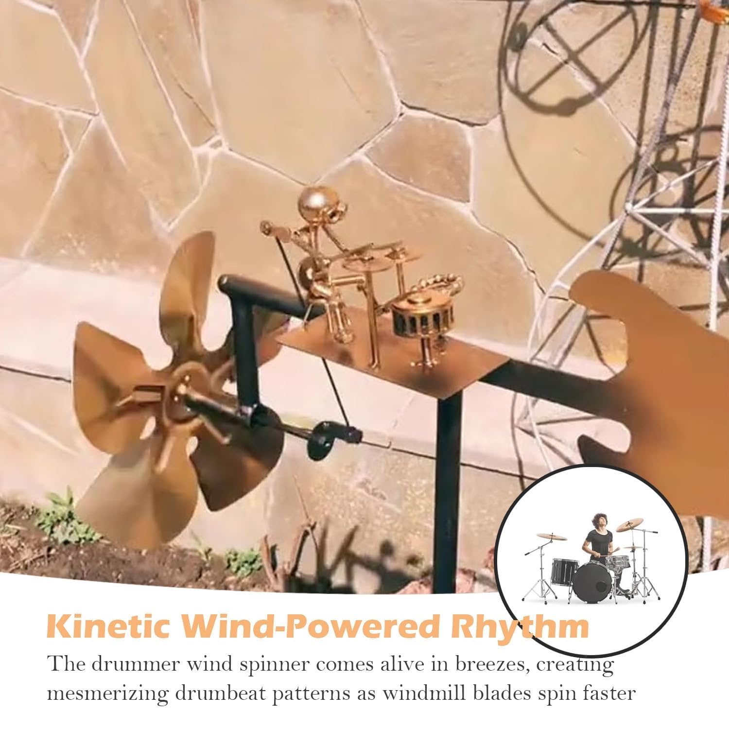 Metal Drummer Windmill Metal Band Windmill, Handmade Metal Rock Band ...