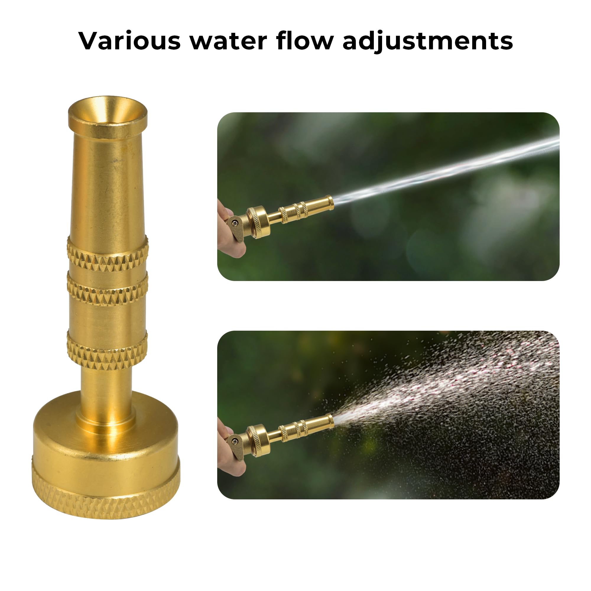 Snapklik.com : Brass Adjustable Twist Hose Nozzle, 3/4 In GHT High ...