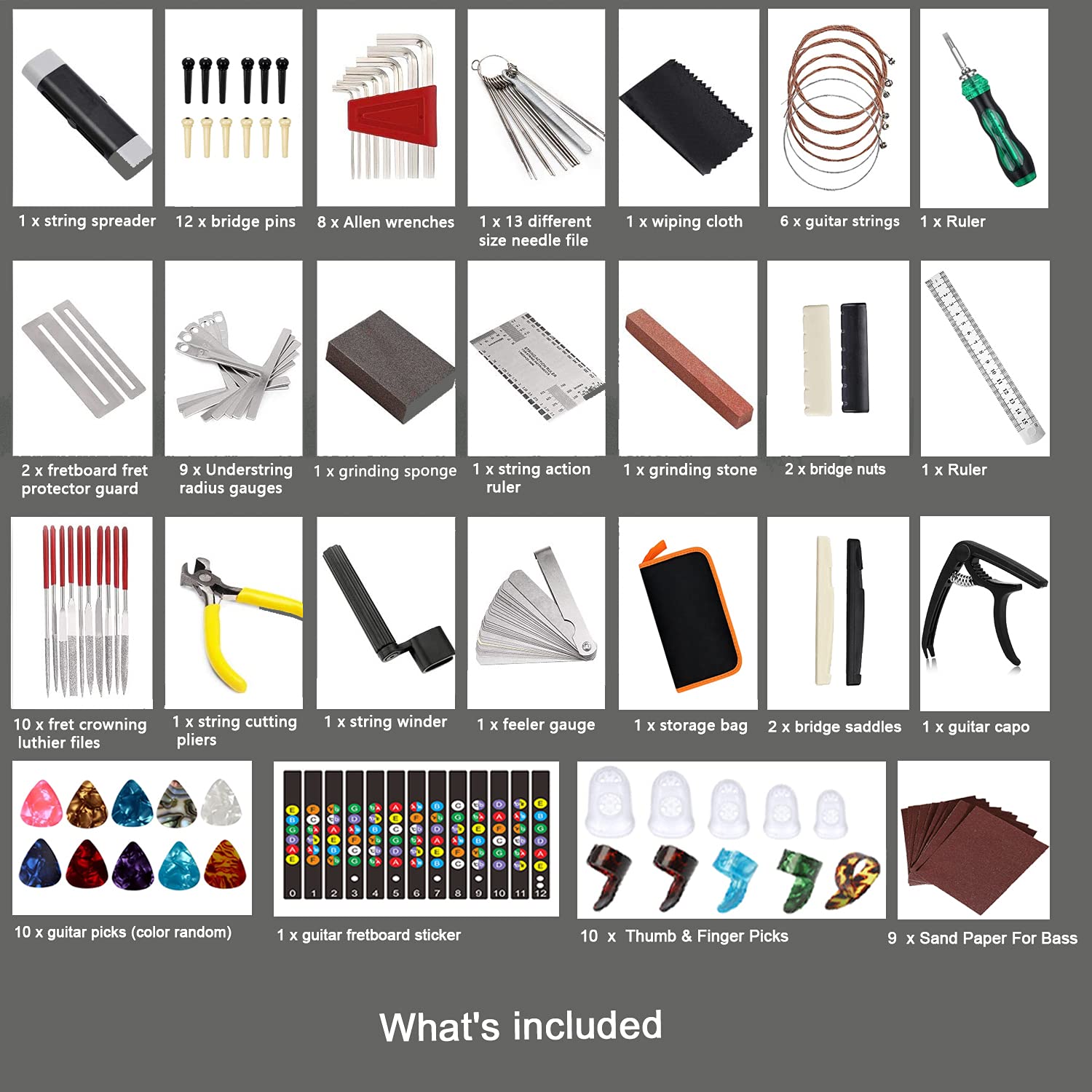 99PCS Guitar Tool Kit?Professional Guitar Repairing Maintenance Tool ...