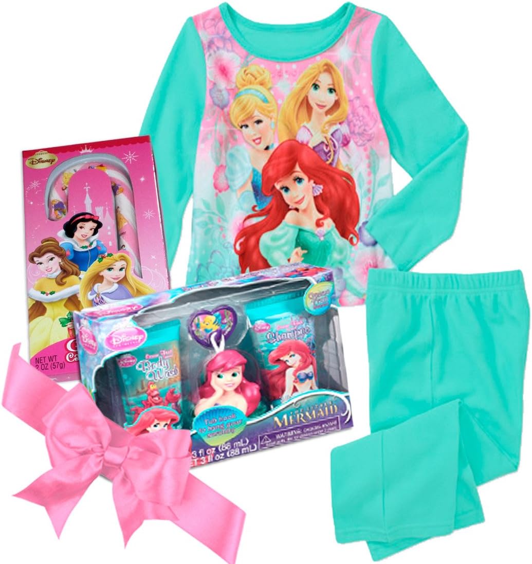 Amazon.com: Disney Princess Fleece Pajamas Gift Set with Mermaid Bath ...
