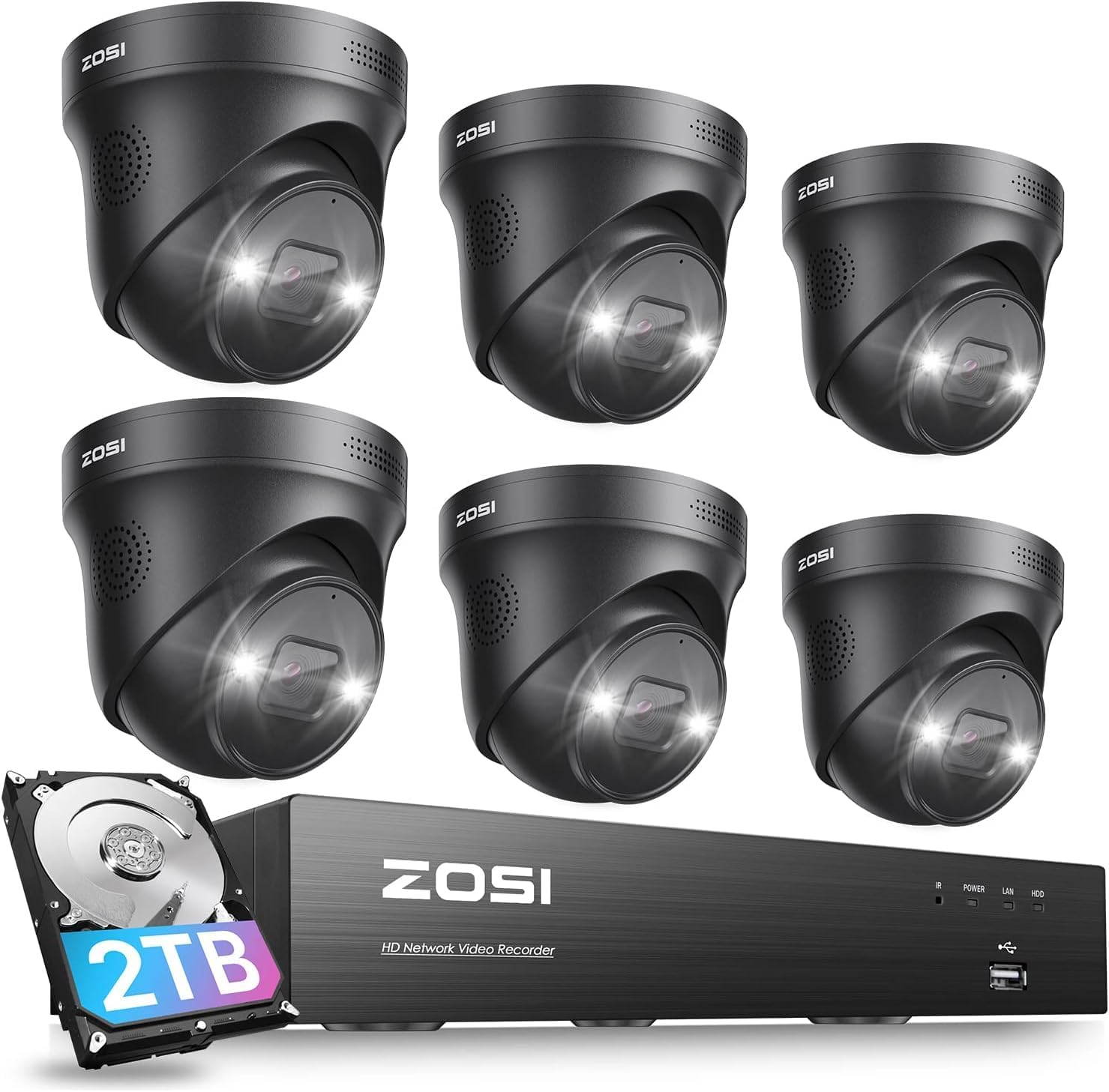 Amazon.com: ZOSI 4K PoE Security Camera System with 2TB HDD,6pcs 4K ...
