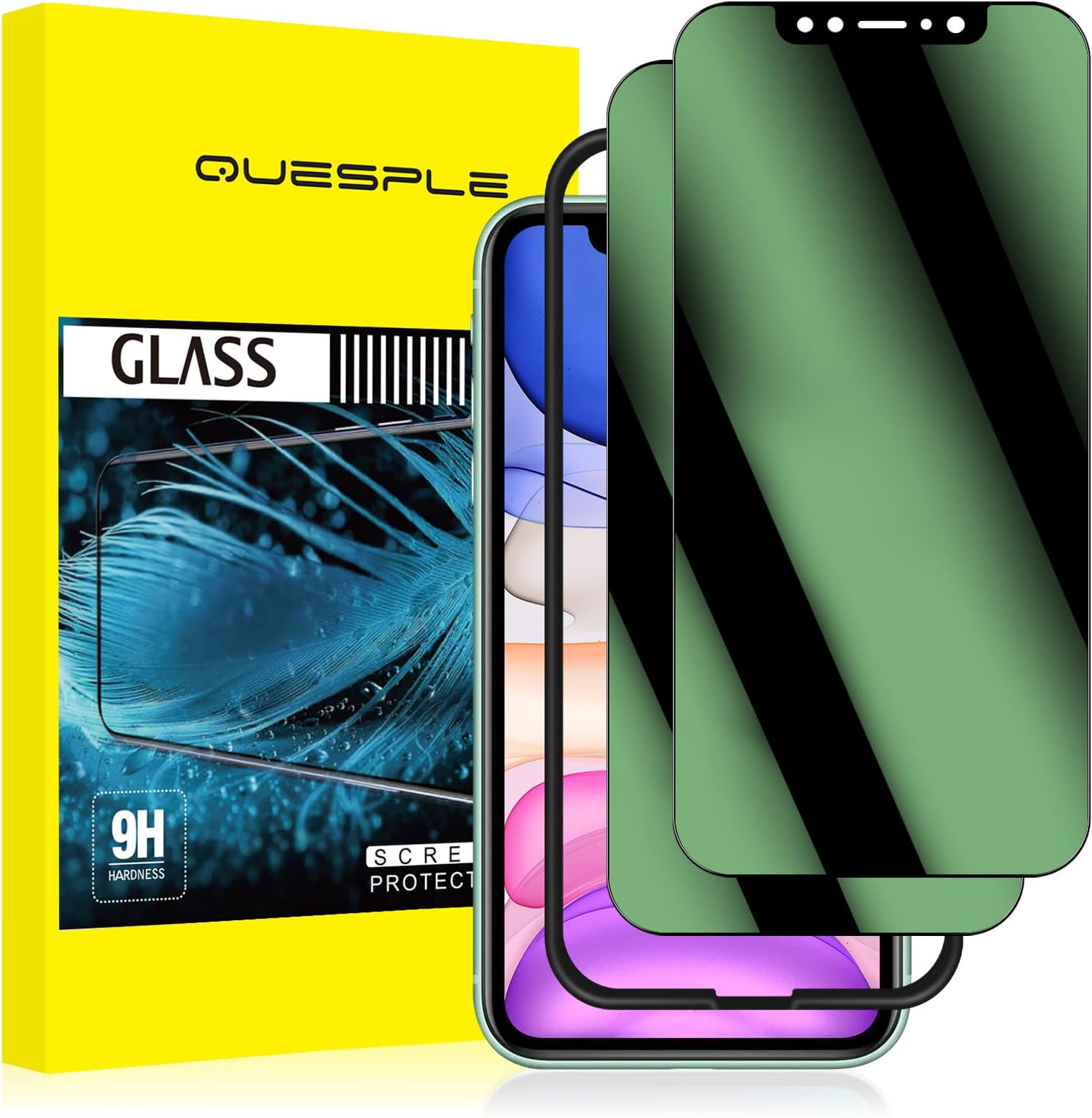 Amazon.com: QUESPLE [2 Pack] Green Privacy Screen Protector for iPhone ...