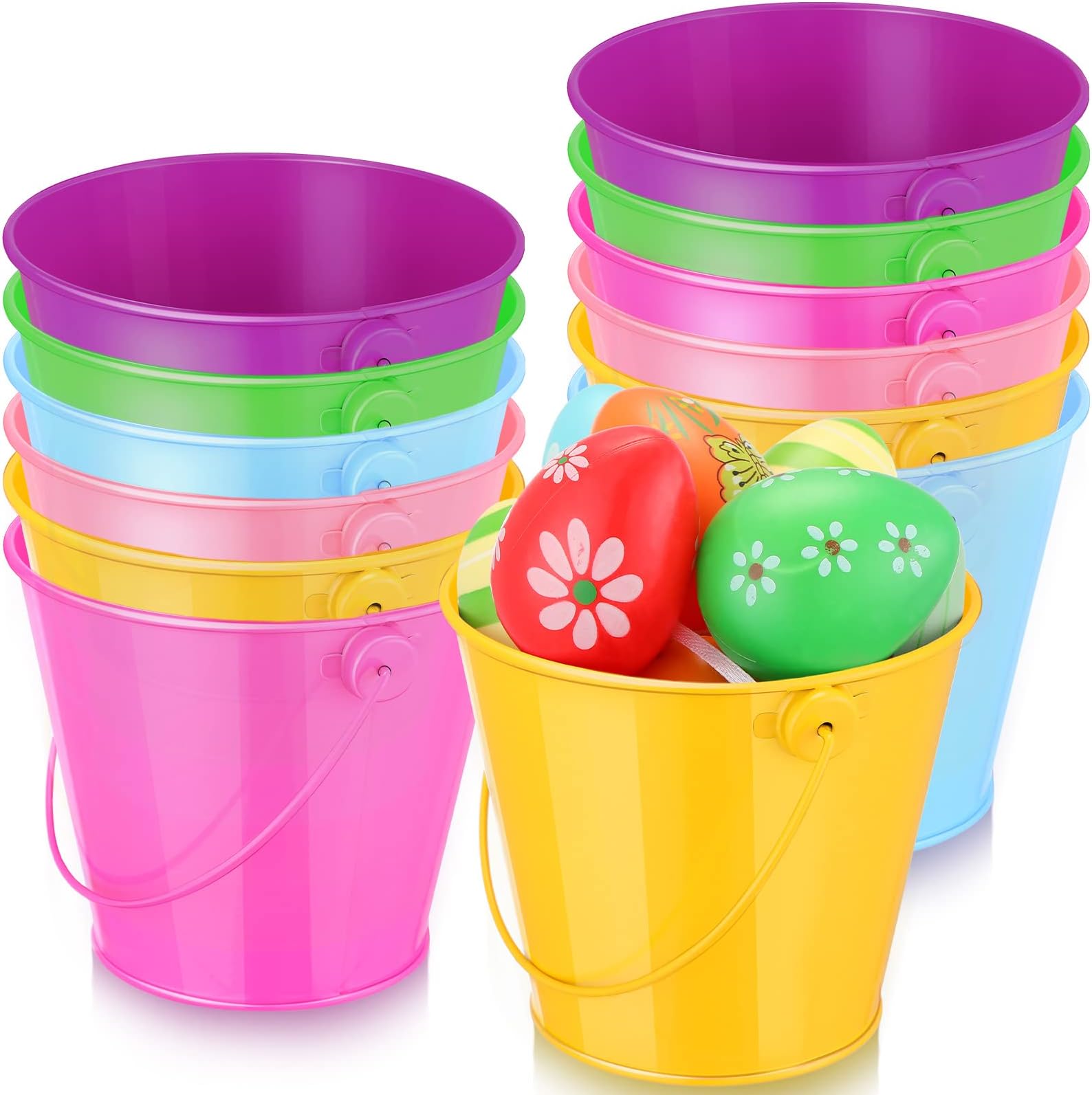 Amazon.com: Yunsailing 24 Pcs Metal Bucket 4.1 x 4.7 Inch Mini Easter ...