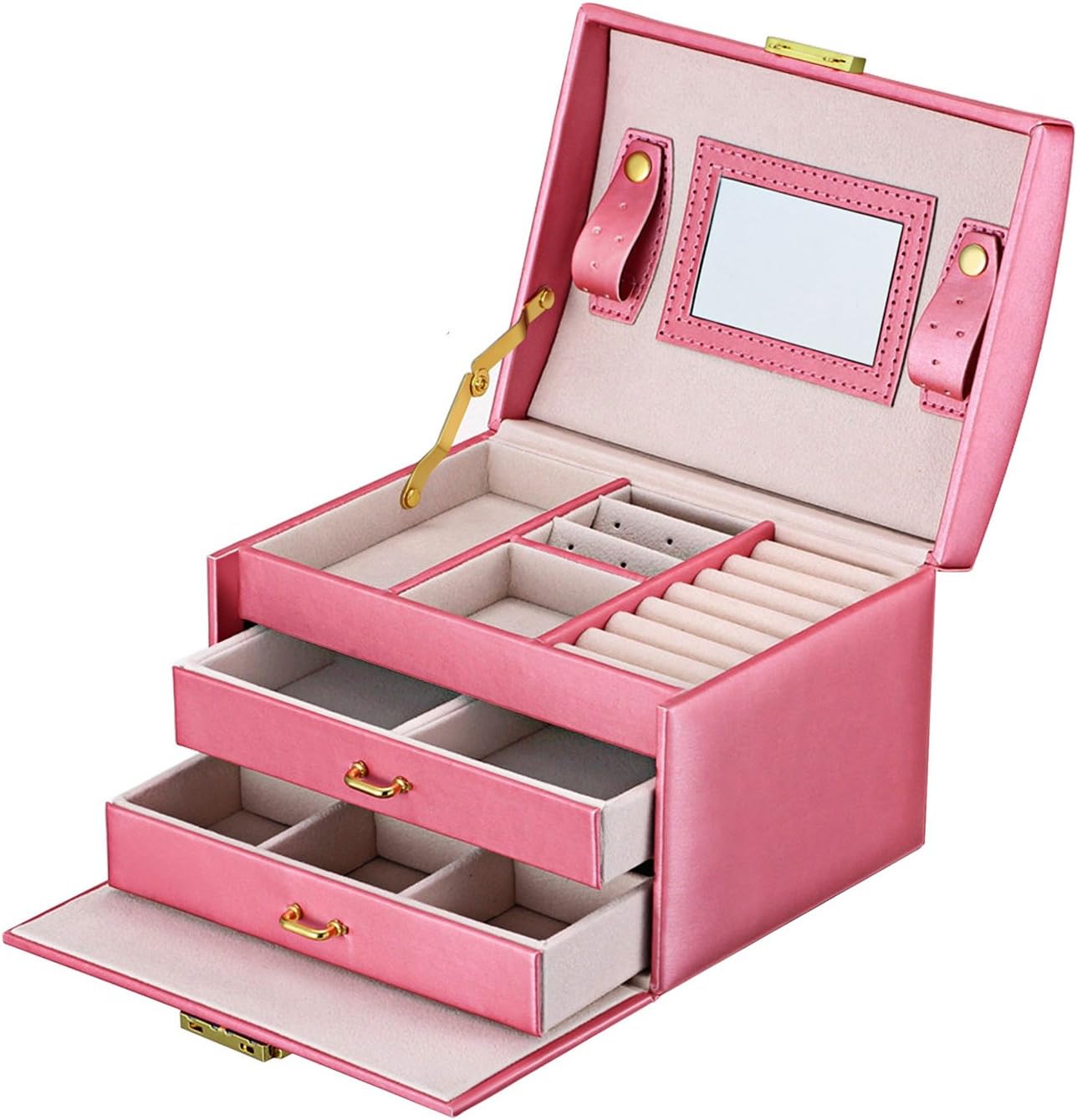 Amazon.com: Jewelry Box for Girls 3-Layer Jewelry Organizer with Lock ...