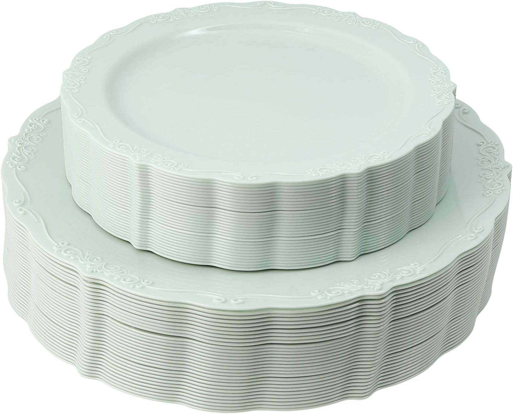 Amazon.com: Efavormart Set of 20 Sage Green Plastic Party Plates With ...