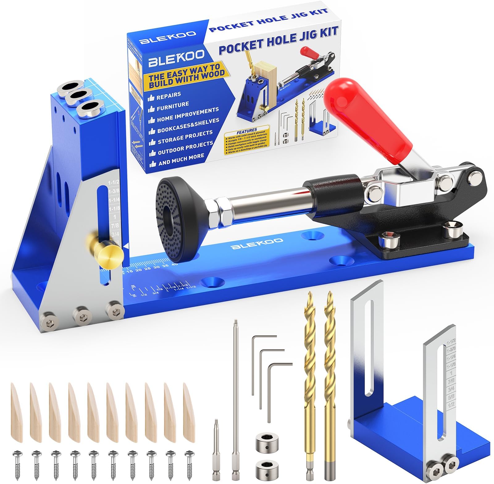 Pocket Hole Jig Kit, Upgraded All-Metal Joinery Pocket Holes Screw Jig ...