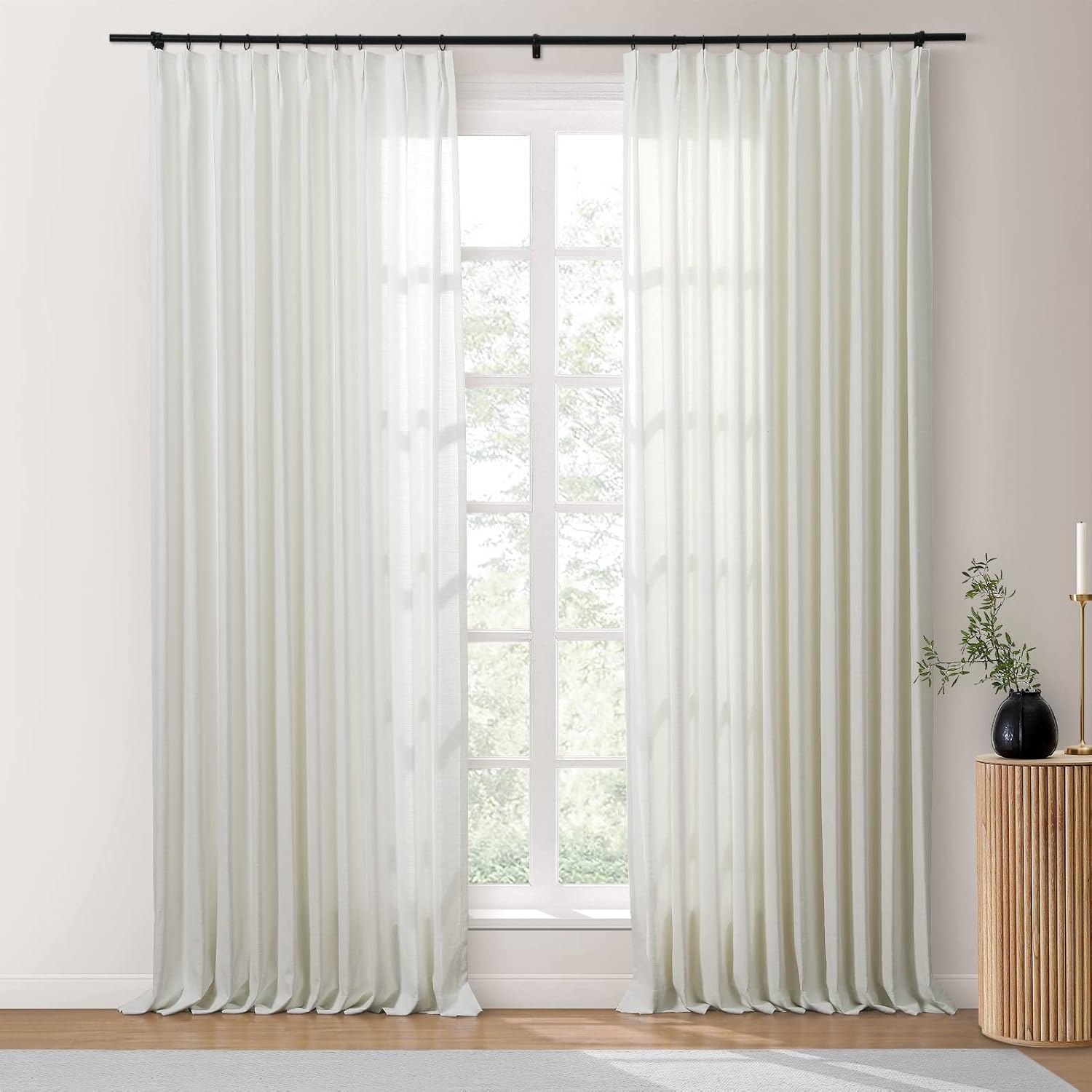 Amazon.com: TWOPAGES Heavyweight Linen Textured Curtain 96 Inches Long ...