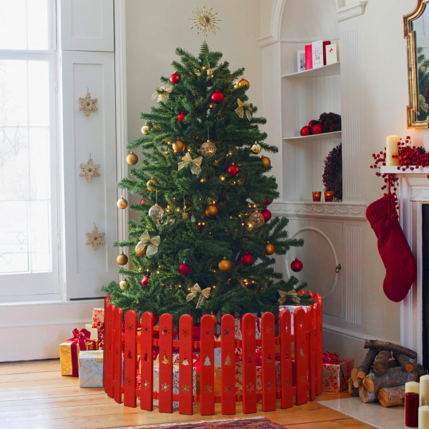Decoración de cercas para árbol de Navidad, 24 piezas de valla de ...