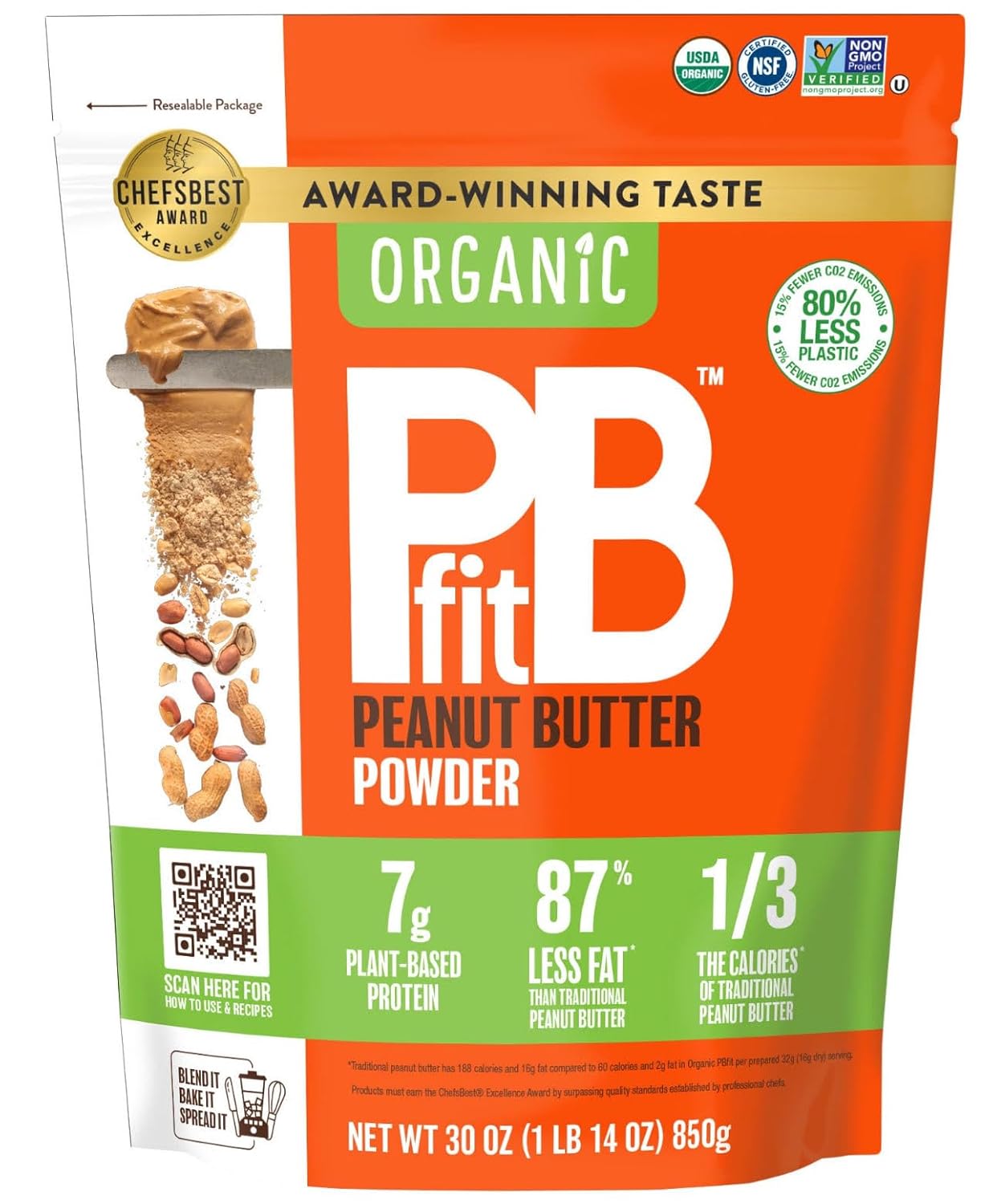 Amazon.com : (1 Bag) Organic PB-Fit Peanut Butter Powder, 30 Ounce, 1. ...