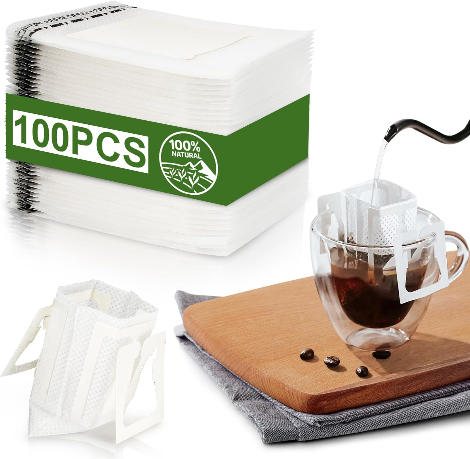 Amazon.com: CARGEN 100Pcs Portable Coffee Filter Paper Bag - Hanging ...