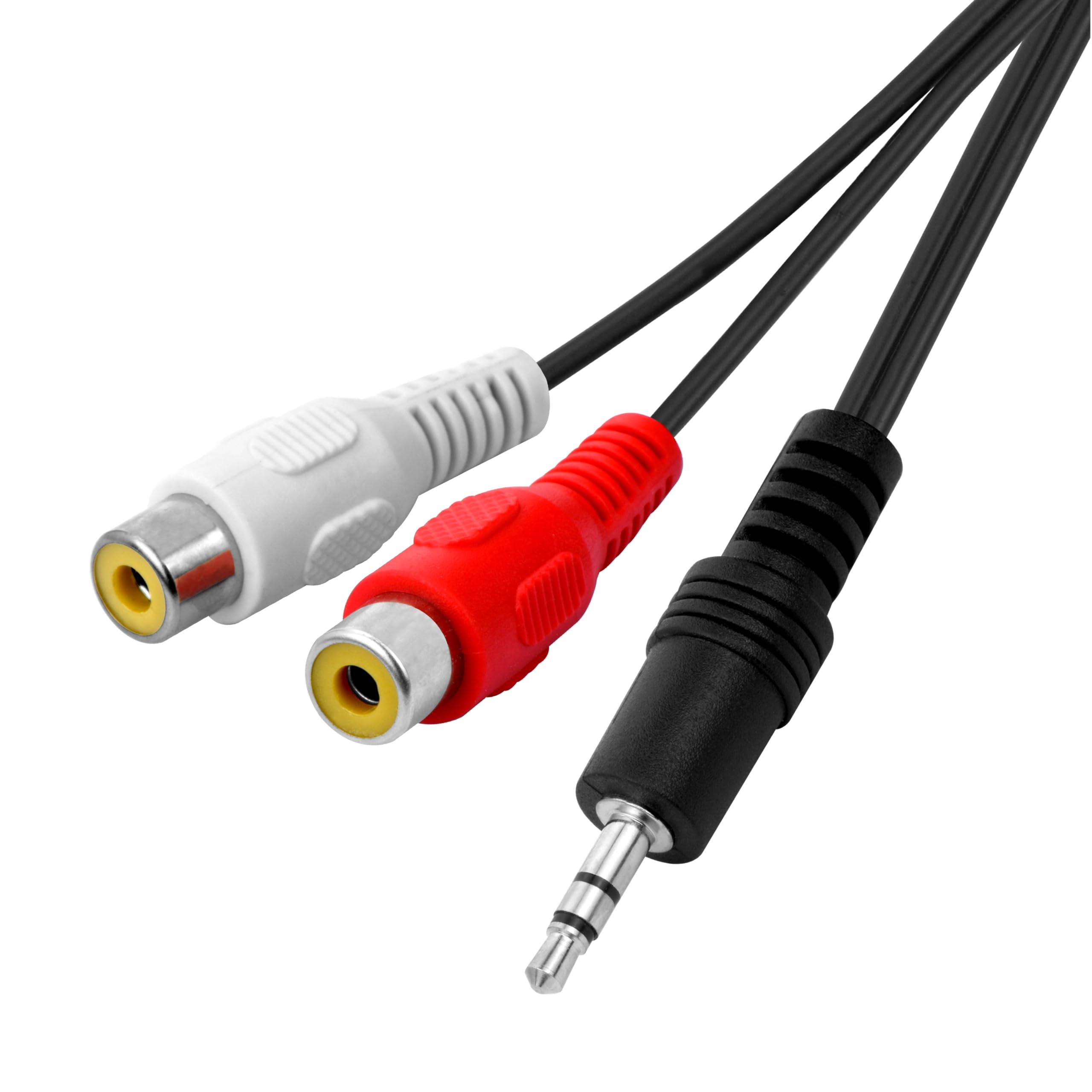 Cmple Brand Gold Plated Audio Adapter 2-Pack 3.5mm To 2 RCA Female ...