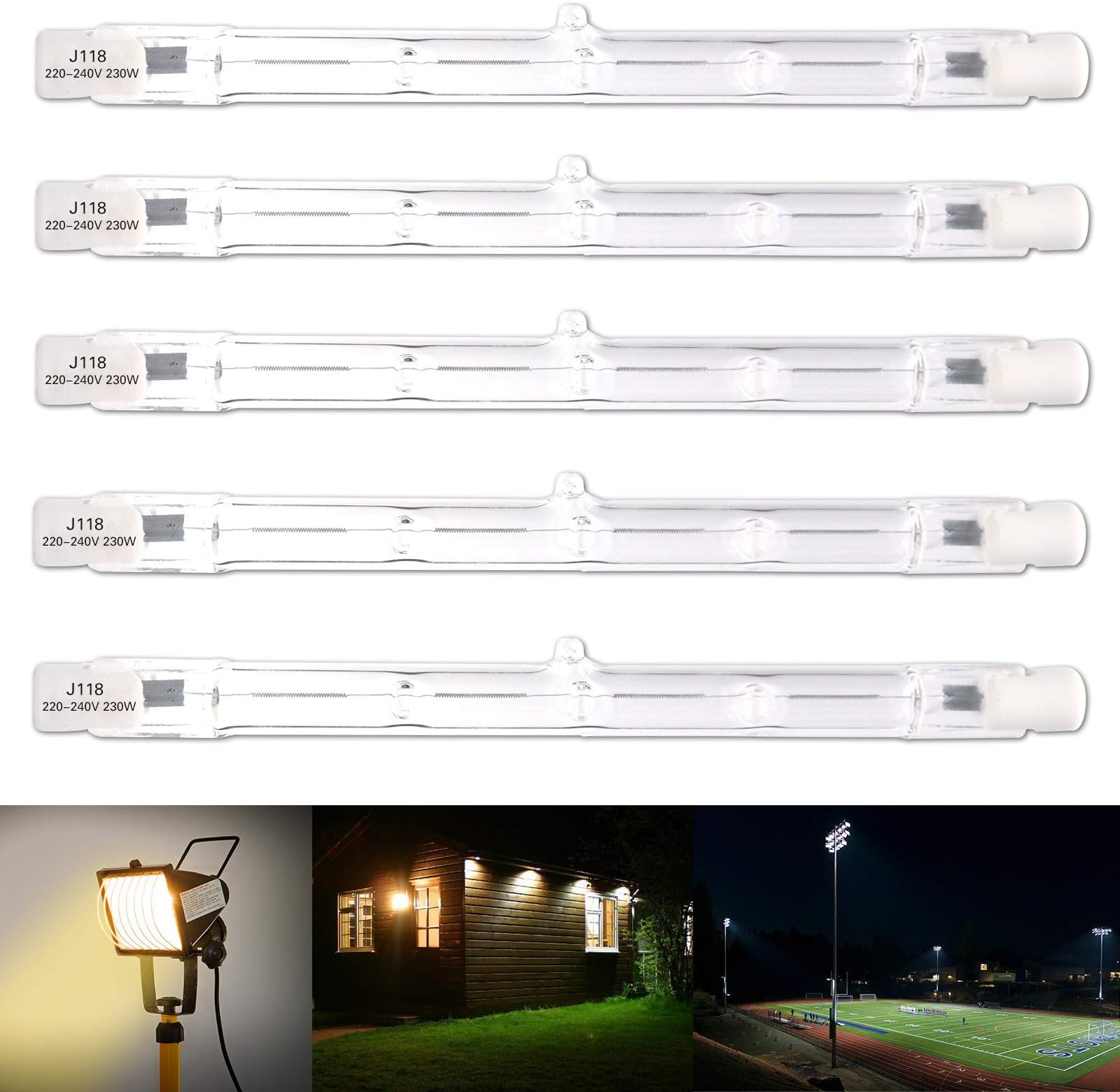 R7s Linear Halogen Floodlight, 5 Pack 230W = 300W 118mm Energy Saving ...