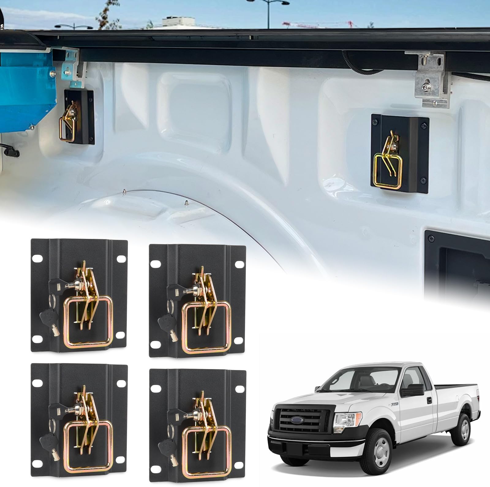 Amazon.com: MAIKER OFF ROAD 4Pcs F150 Truck Bed Tie Down Anchor with ...