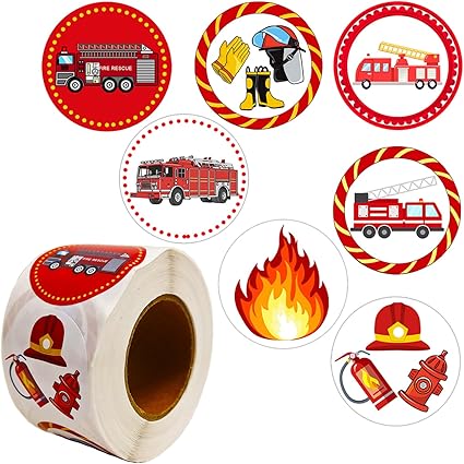 Amazon.com: 500PCS Fire Truck Roll Stickers Fire Truck/Fire Car/Fireman ...