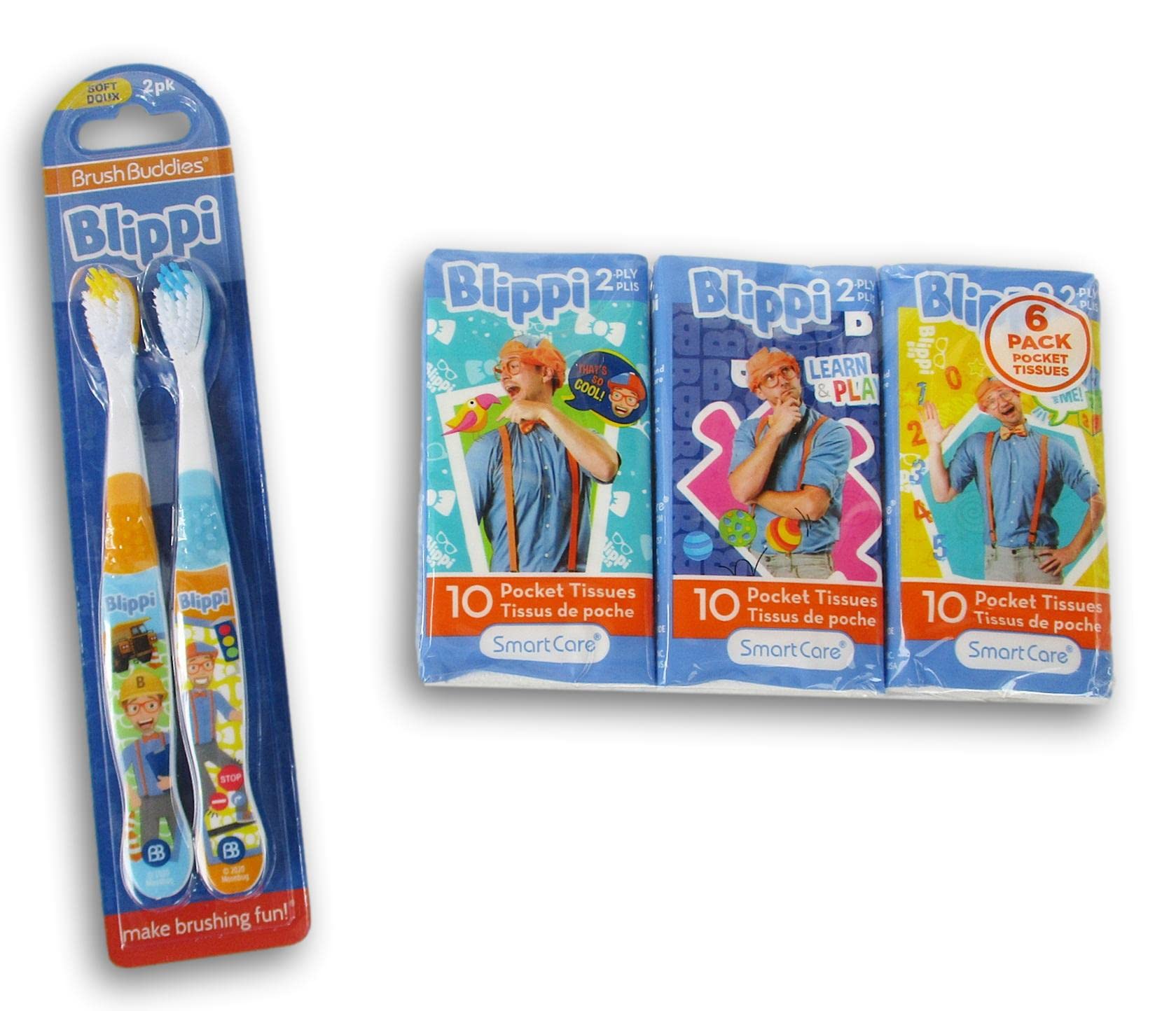 Snapklik.com : Blippi Toothbrush & Blippi Pocket Tissues Bundle