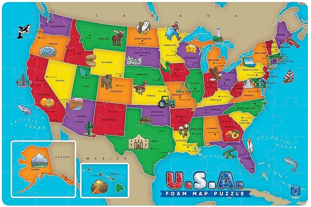 Amazon.com: Educational Insights U.S.A. Foam Map Puzzle : Toys & Games