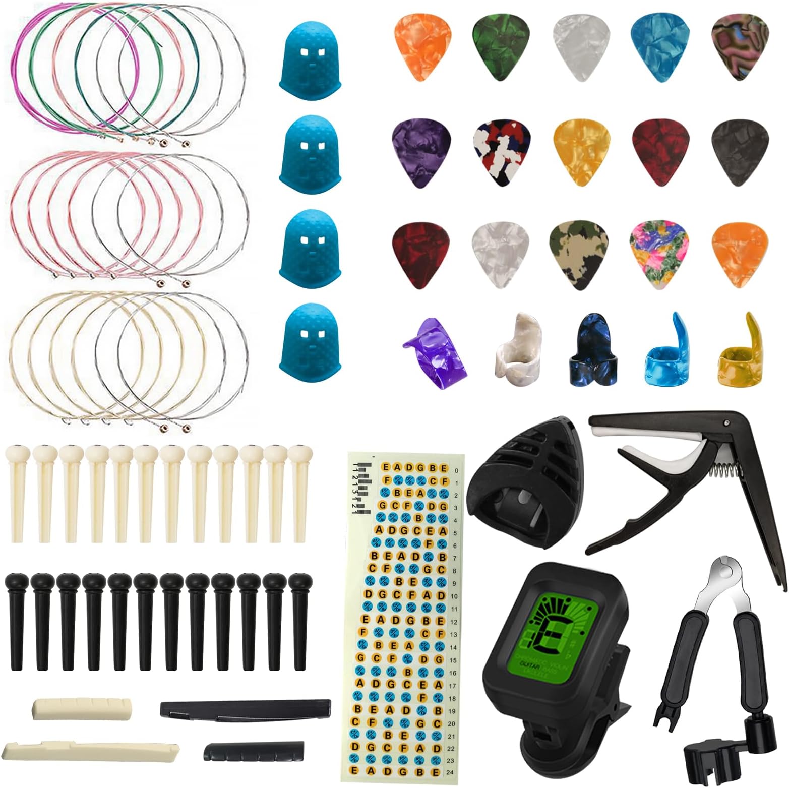 Guitar Accessory Kit, TTCR-II 75 Pieces with Guitar Capo, 15 Guitar ...