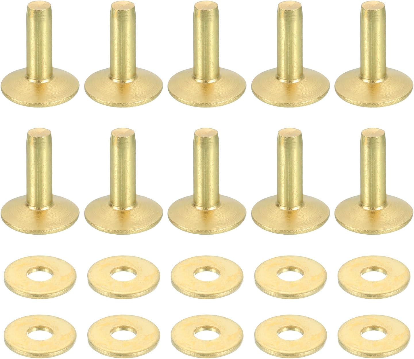 Amazon.com: uxcell 25 Set Copper Rivets and Burrs, 12x4x12mm Solid ...