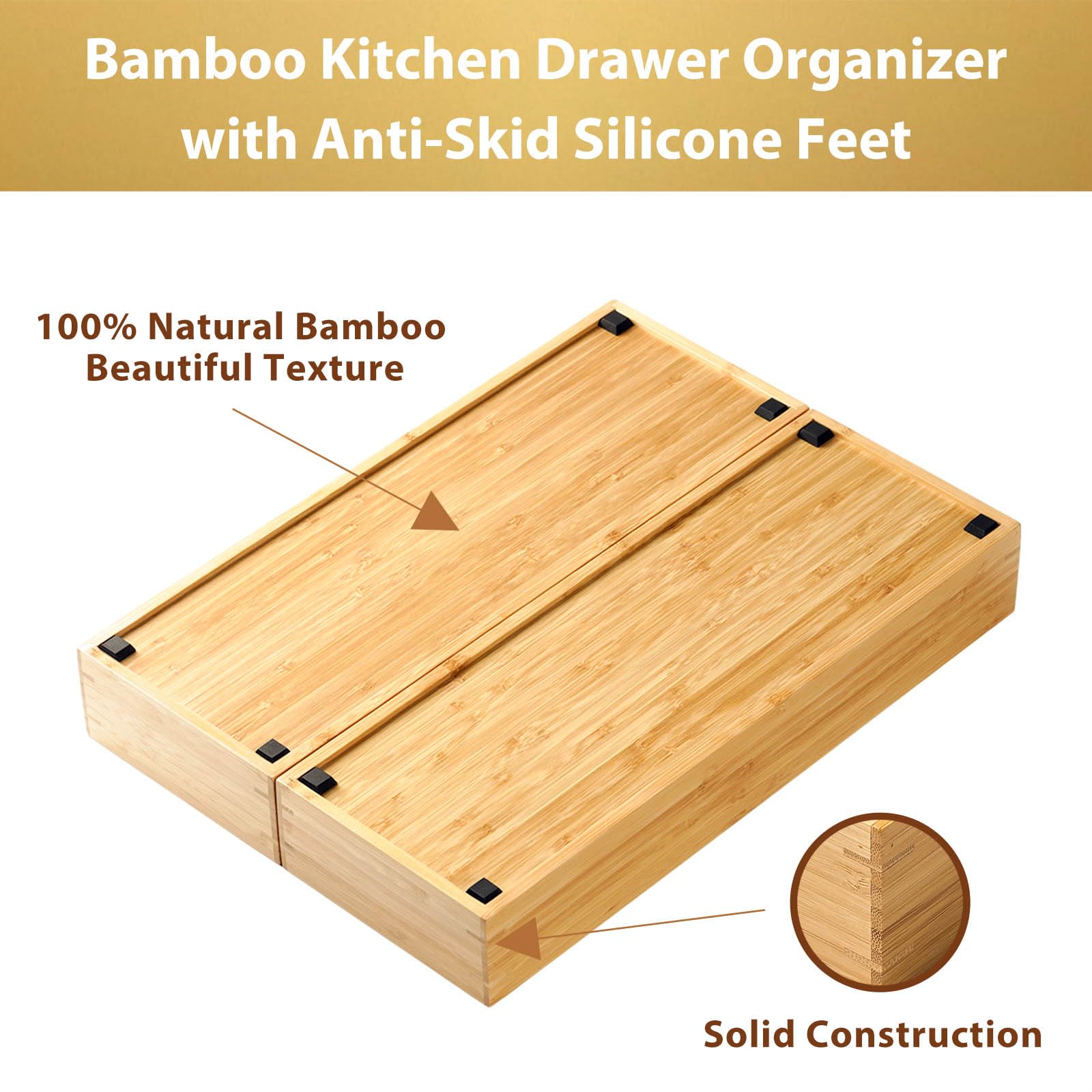 Snapklik.com : Umilife Bamboo Kitchen Utensils Organizer, Extra Long ...