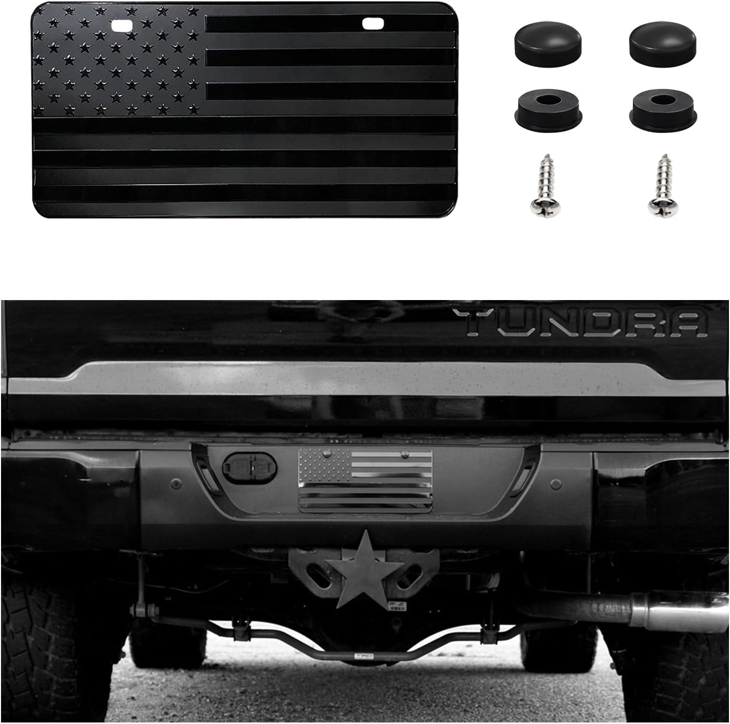 Amazon.com: Aootf American Flag License Plate for Front Bumper, Black ...