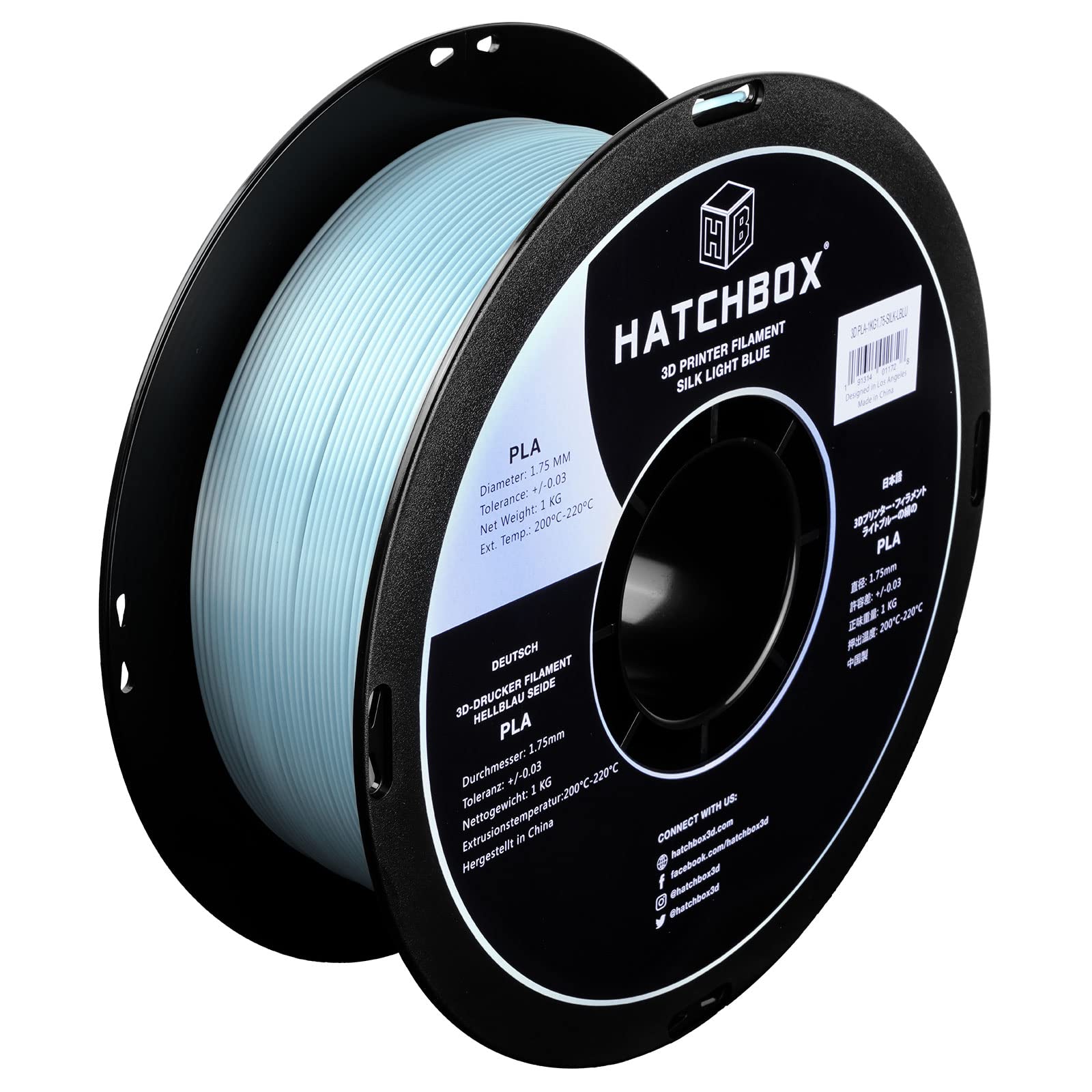 Snapklik.com : HATCHBOX 1.75mm Silk Light Blue PLA 3D Printer Filament