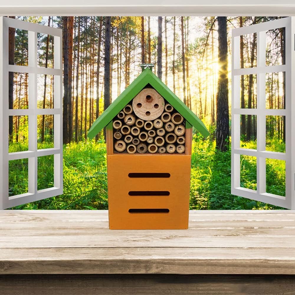 Cdemiy Wooden Insect Hotel, Natural Wood Insect House, Garden Shelter ...