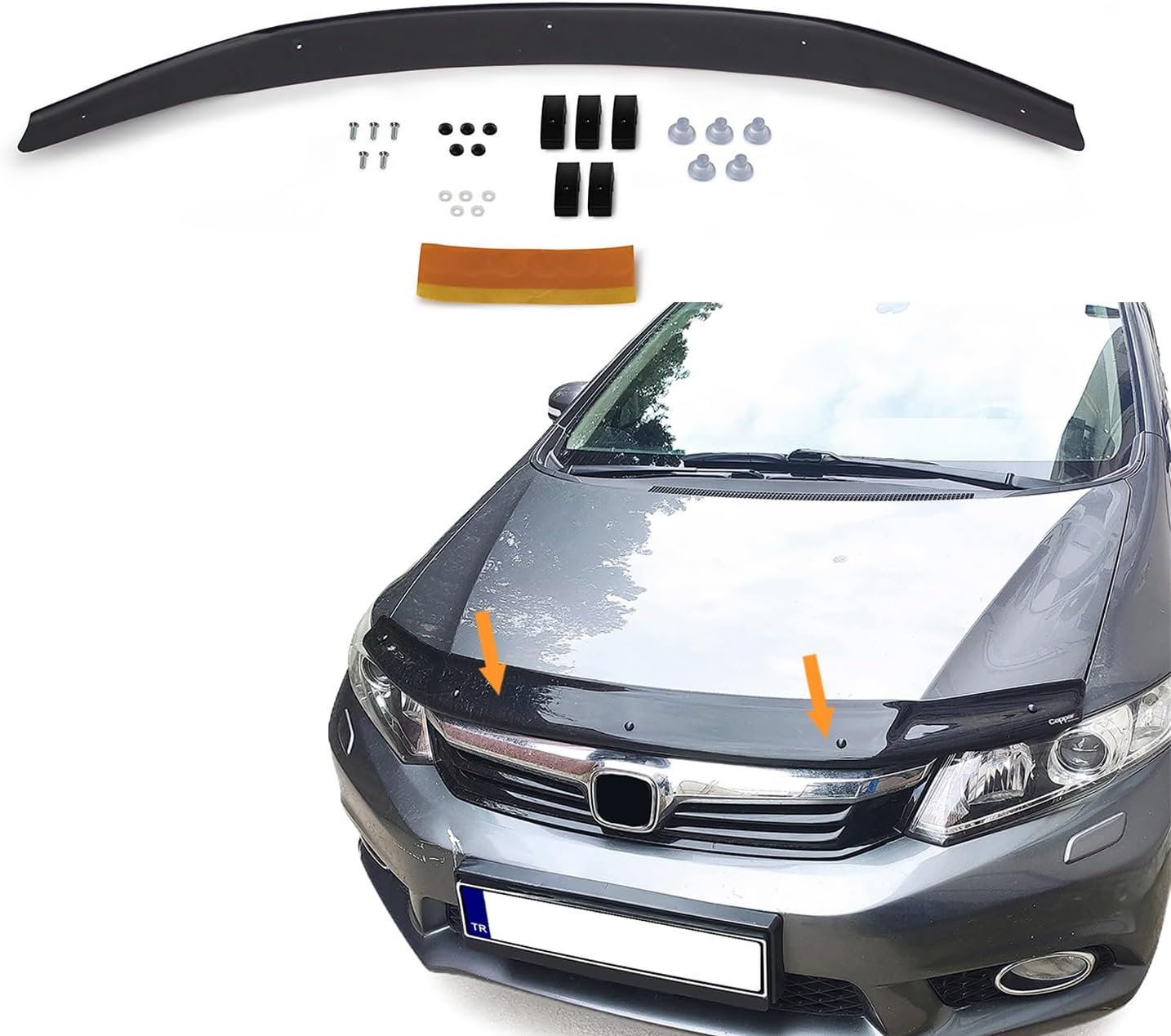 Hood Deflector Guard Fits Honda Civic 2012-2016 | Bug & Bonnet Shields ...