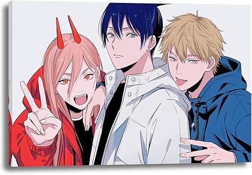 Amazon.com: Anime Chain Saw Man Denji Power Aki Poster Canvas Art ...