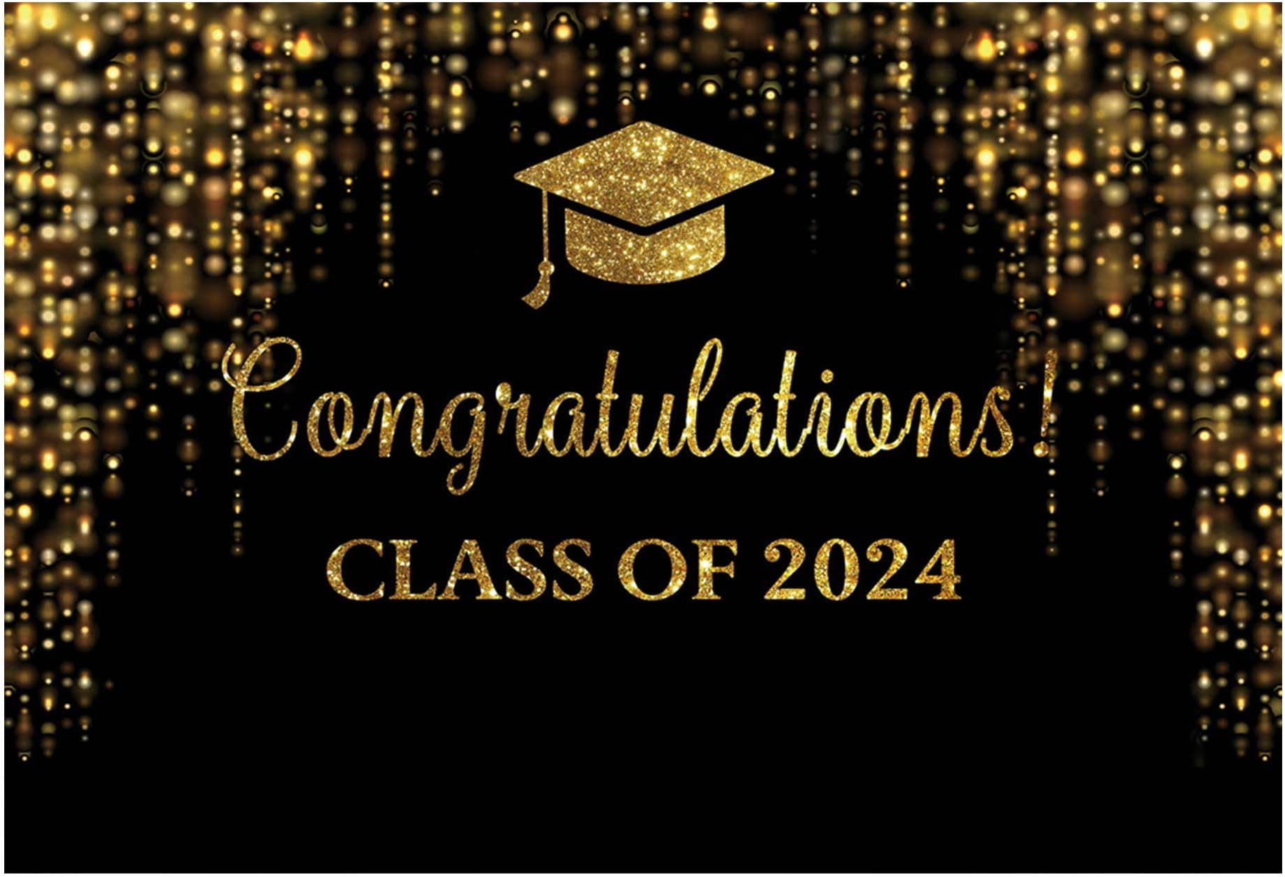 Amazon.com : Mocsicka Class of 2024 Backdrop Black Gold Glitter Bokeh ...