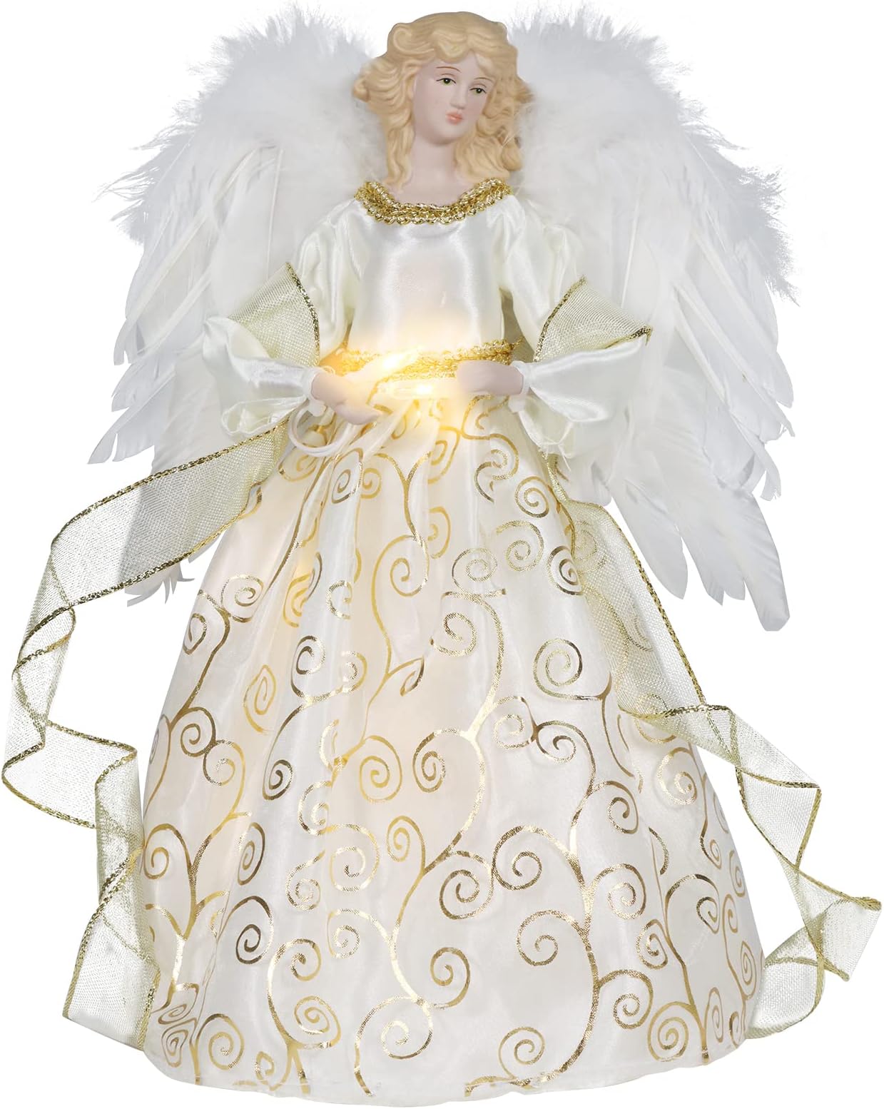 Amazon.com: Bodosac 13.5" White Angel White Lighted Tree Topper ...
