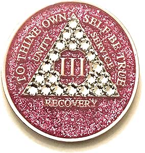 Amazon.com : 3 Year AA Pink Glitter Medallion with Crystals - Bling ...