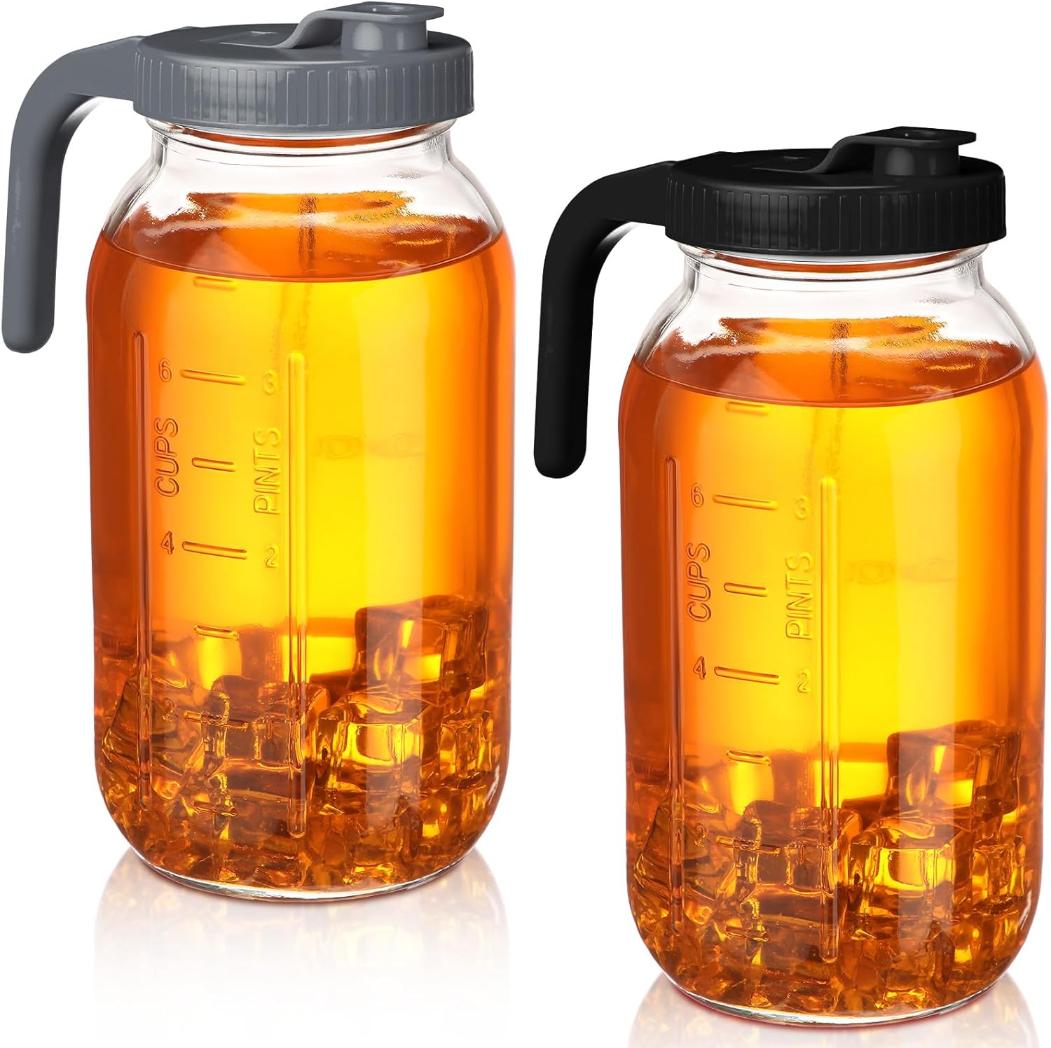 Amazon.com: Tanlade Set of 2 Glass Mason Jar Pitcher with Lid 64 oz Tea ...