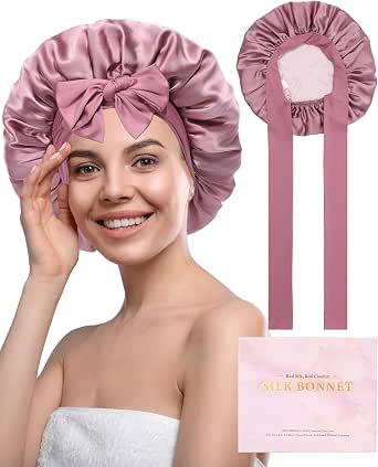 Amazon.com : Ufgin 100% Mulberry Silk Bonnet for Sleeping Women Double ...