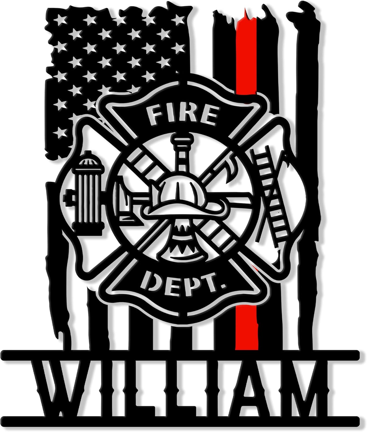 Amazon.com: Personalized Firefighter Metal Sign, Thin Red Line Hanging ...