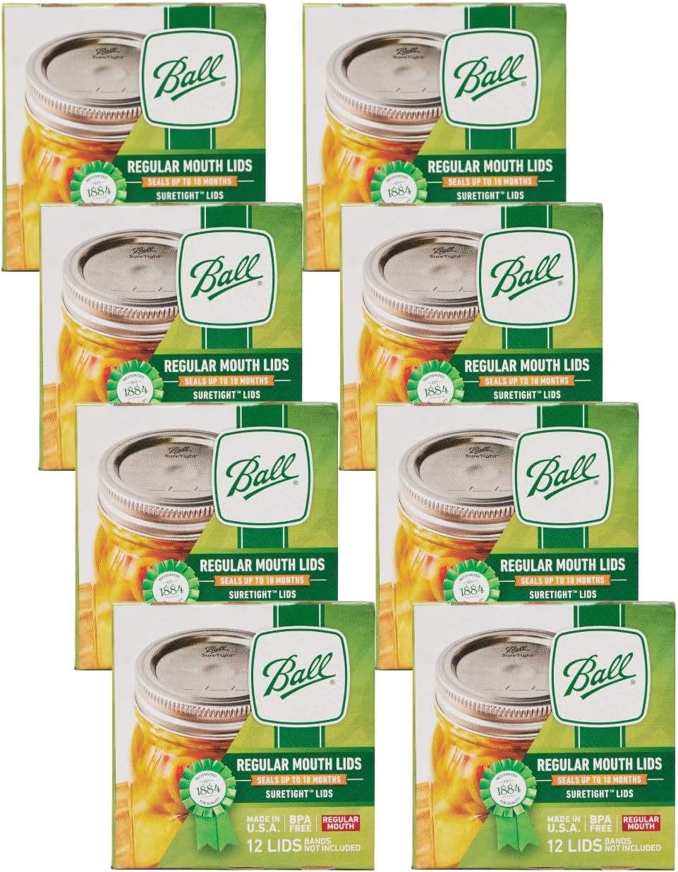 Amazon.com: Ball Mason Jar Lids with Bands, Regular Mouth, 12 CT (Pack ...