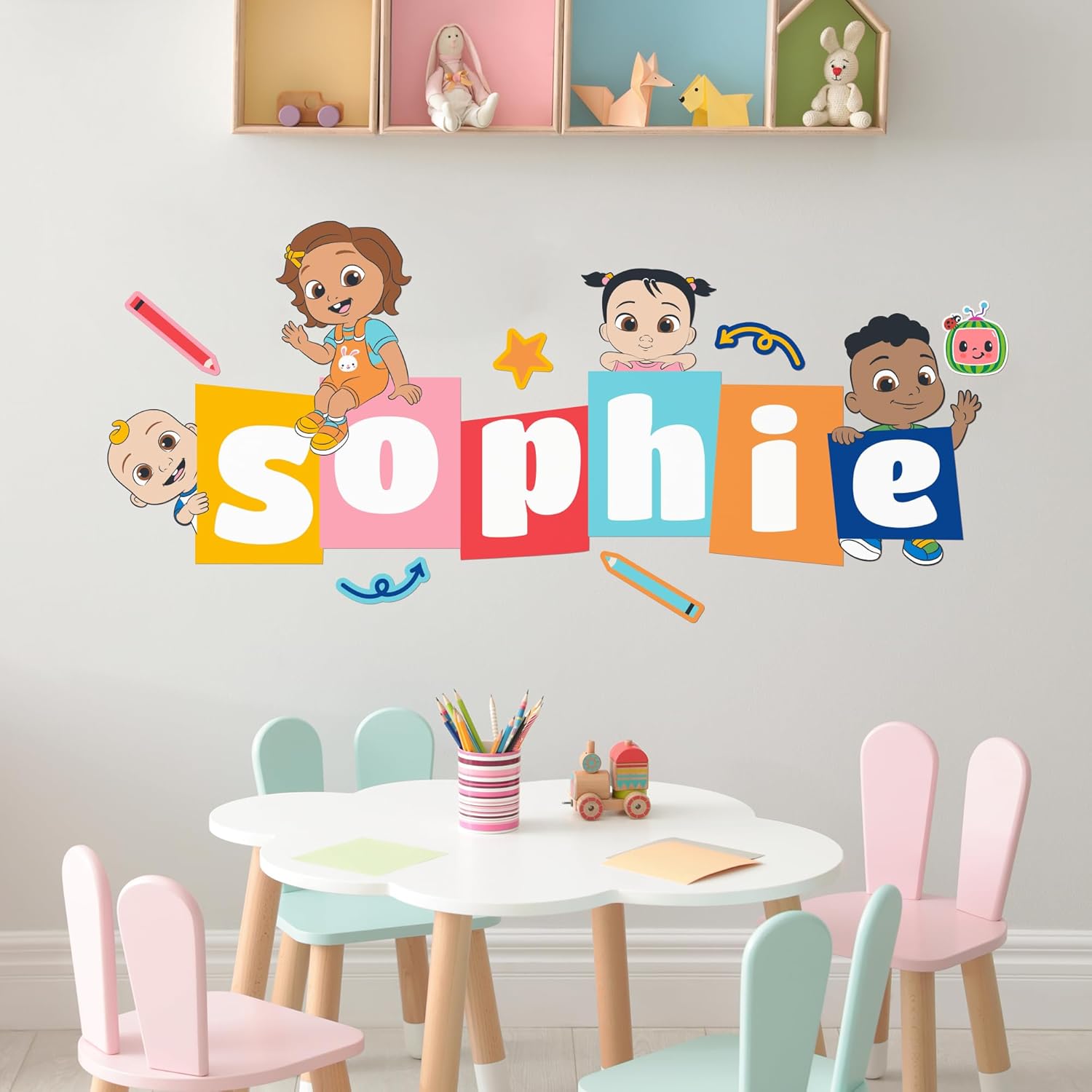 Amazon.com: EGD Custom Name CoComelon JJ, Cody, Nina & Cece Kids Wall ...