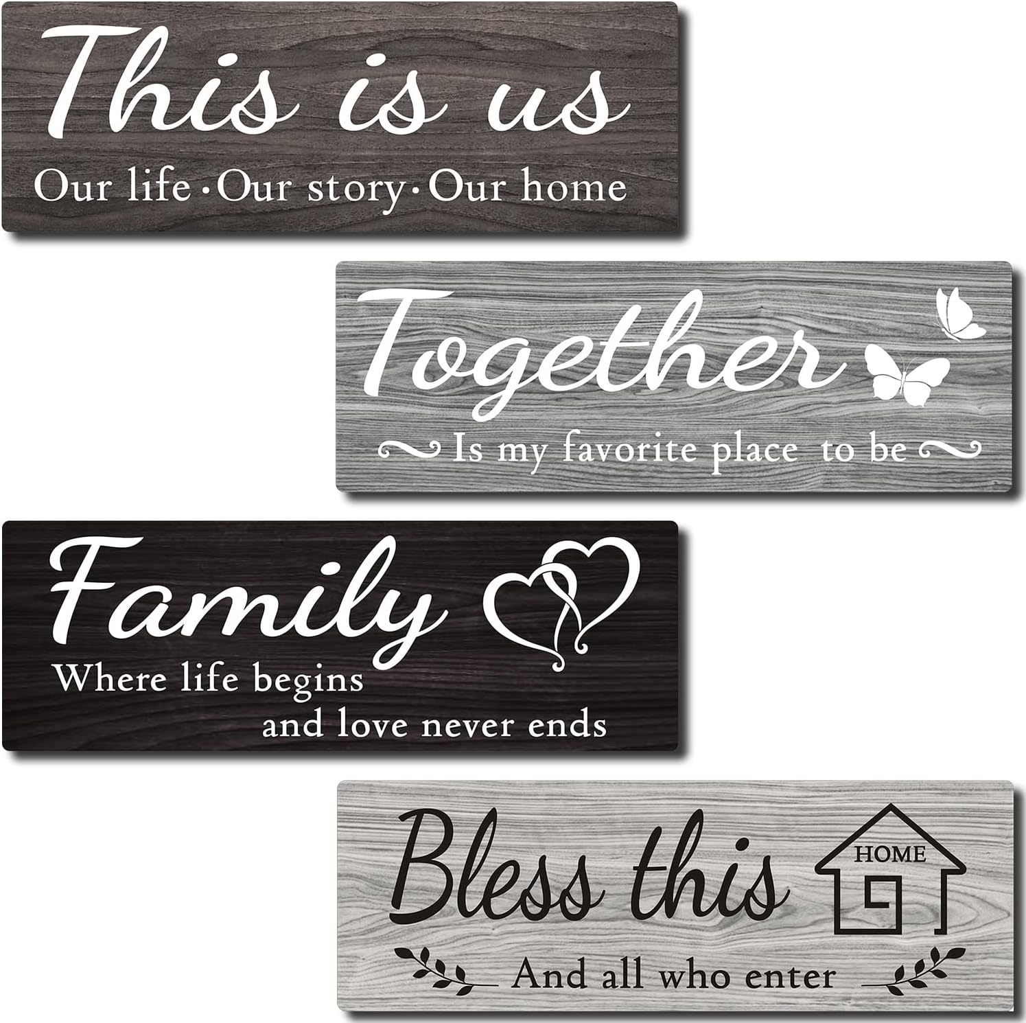 Amazon.com: 4 Pieces Faith Love Hope Family Wood Sign Farmhouse Wooden ...
