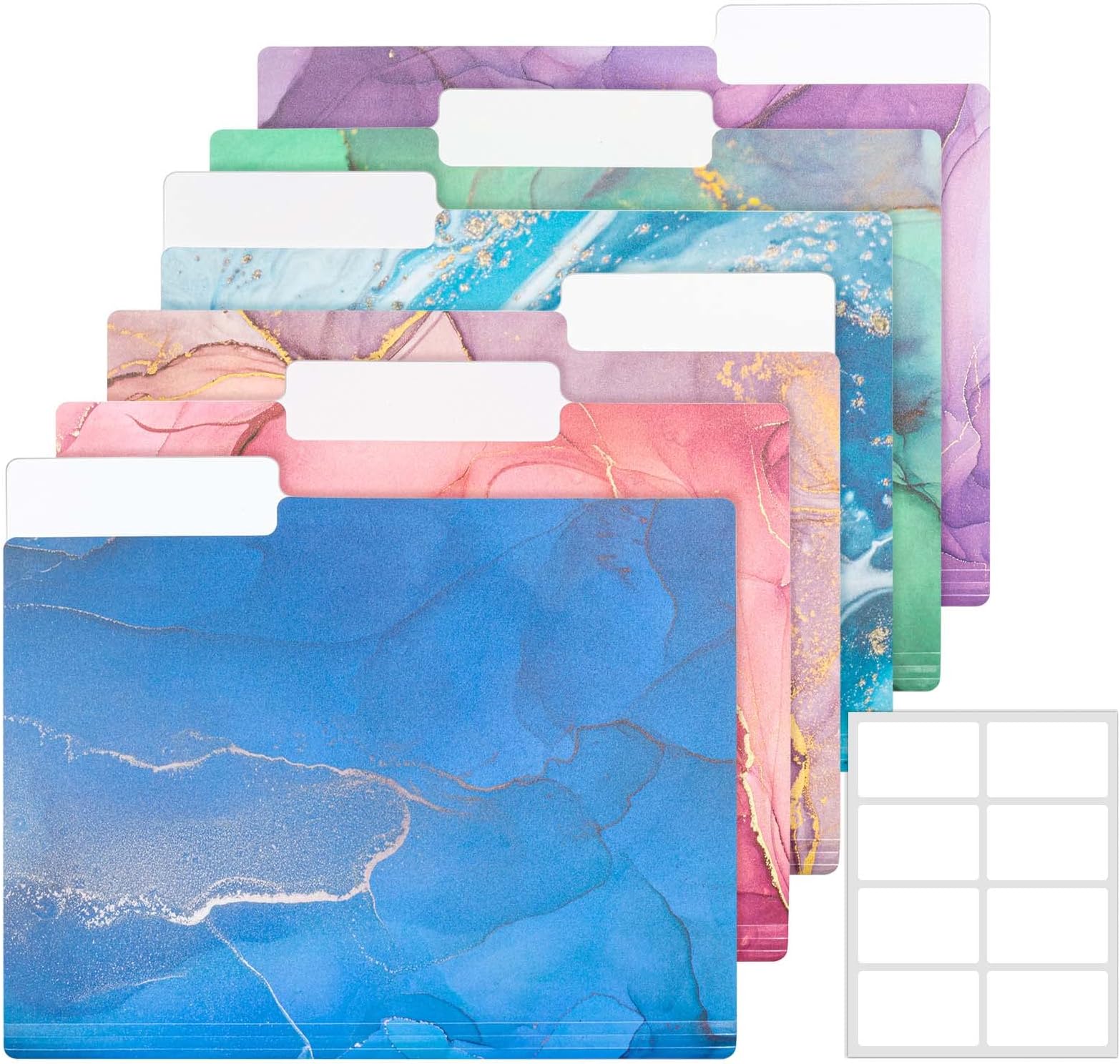 Amazon.com : Poly File Folders 1/3 Cut Tab Marble Pattern, Letter Size ...