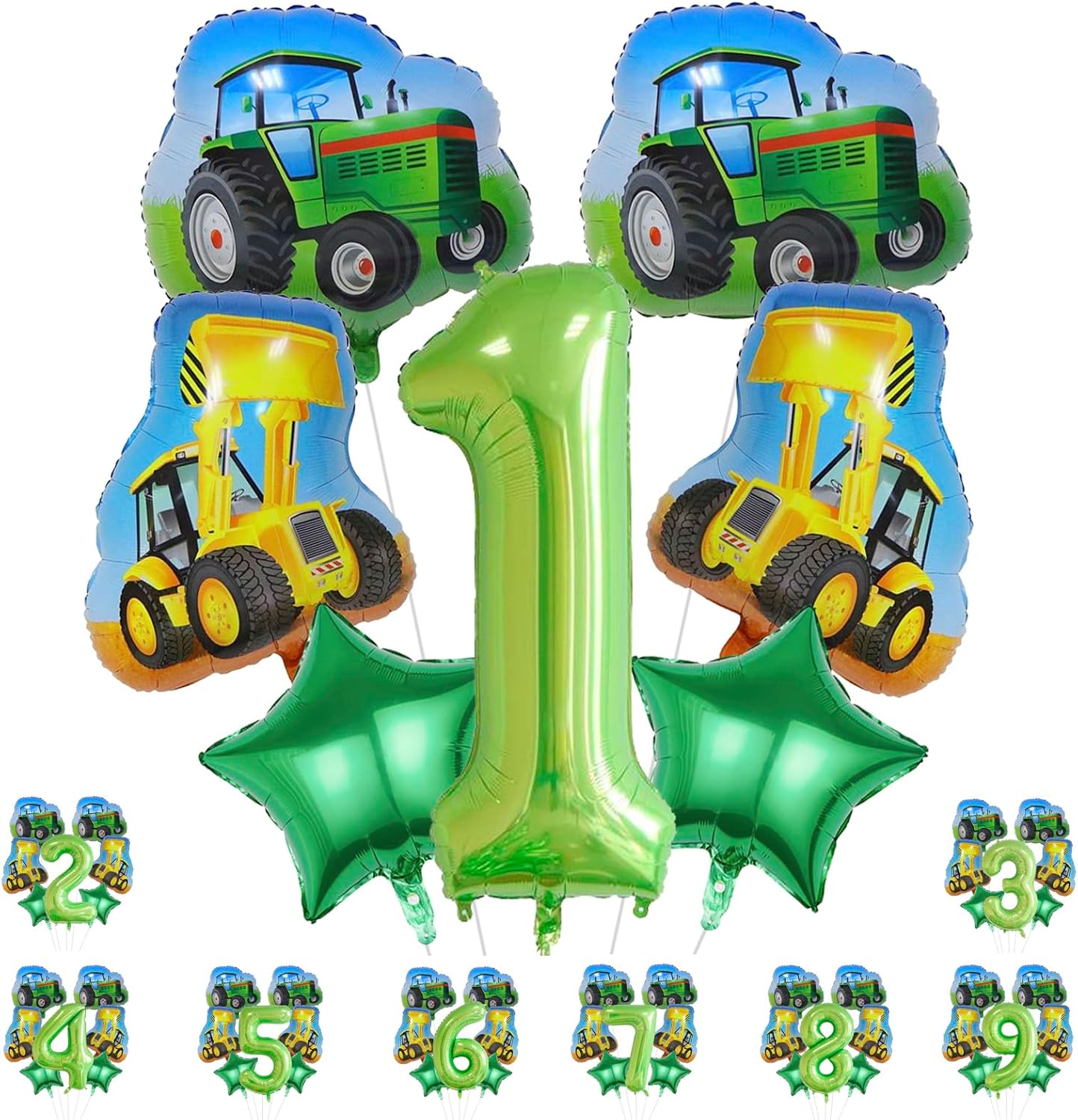 Amazon.com: TYYDZ 40 Inch Number with Tractor and Excavator Balloons ...